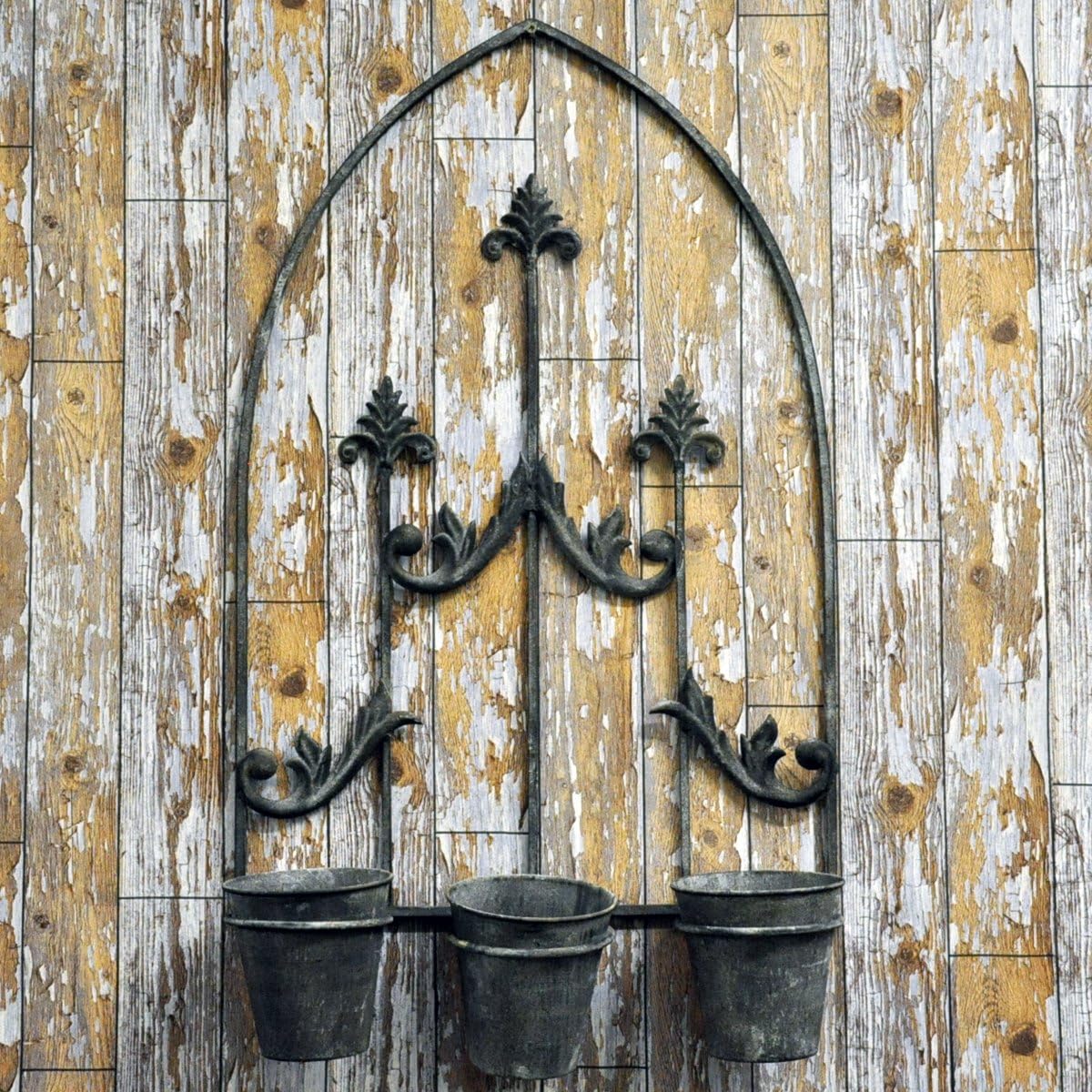 Amazon.com: Set 2 Rusty Metal Vintage Gothic Style Arch Wall Planter ...