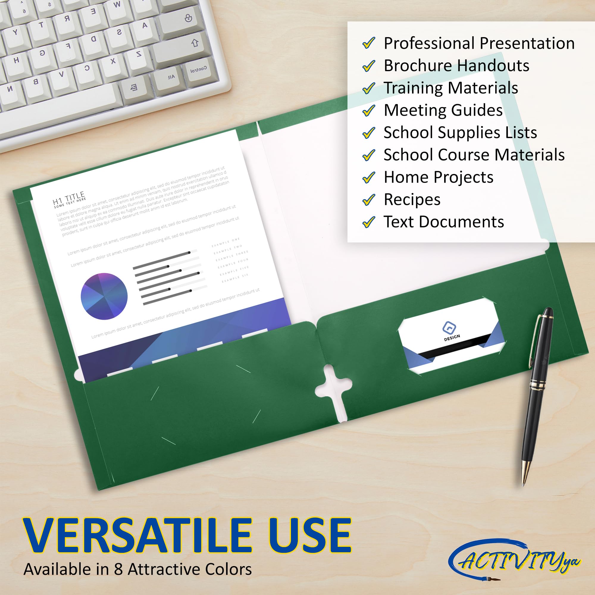 Snapklik.com : 10 Pack Two Pocket Folders, Green, Strong Thick Paper ...