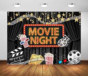 Amazon.com : BELECO 7x5ft Fabric Movie Night Backdrop Cinema Movie ...