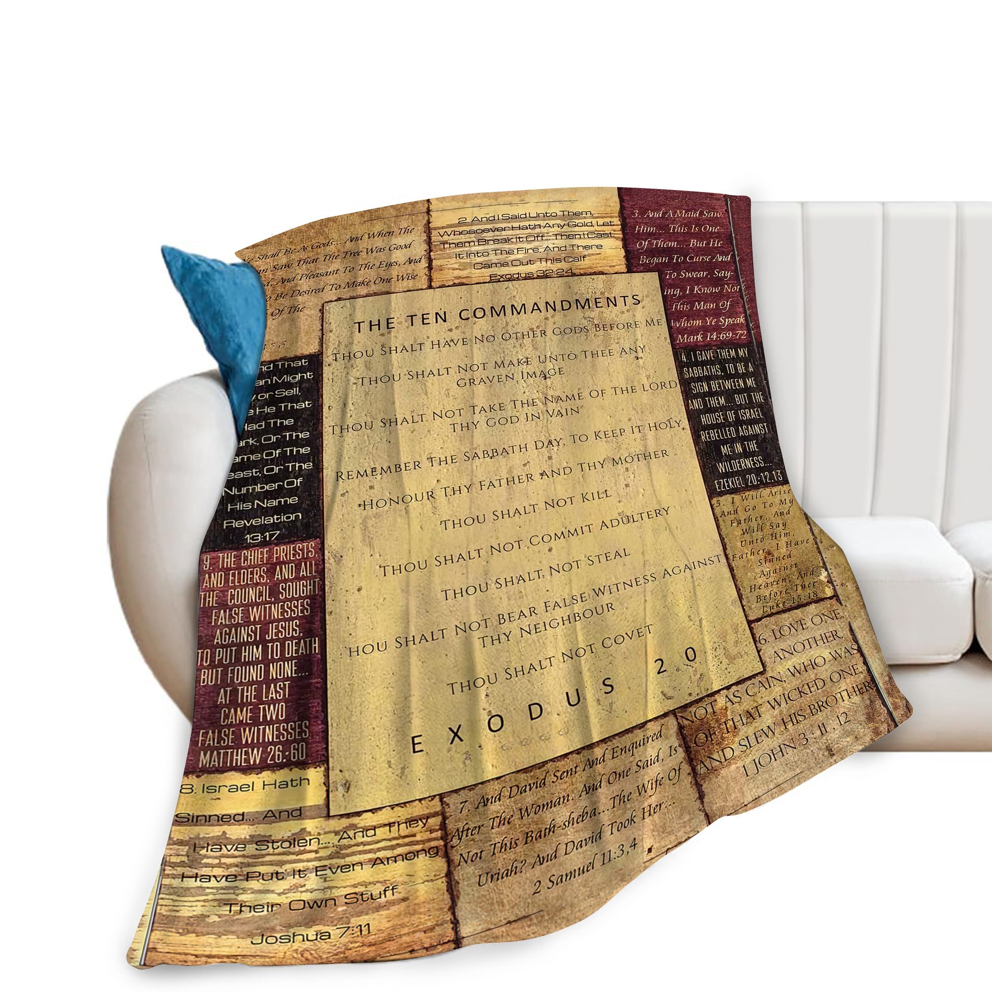 Amazon.com: Christian Bible Blanket 10 Commandments Throw Blanket ...
