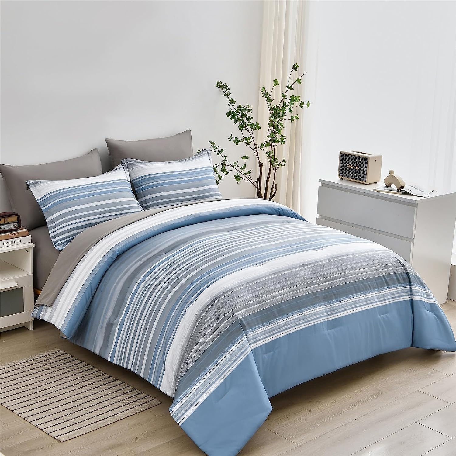 Amazon.com: Chezmoi Collection Amara 2-Piece Boho Stripe Twin Comforter ...