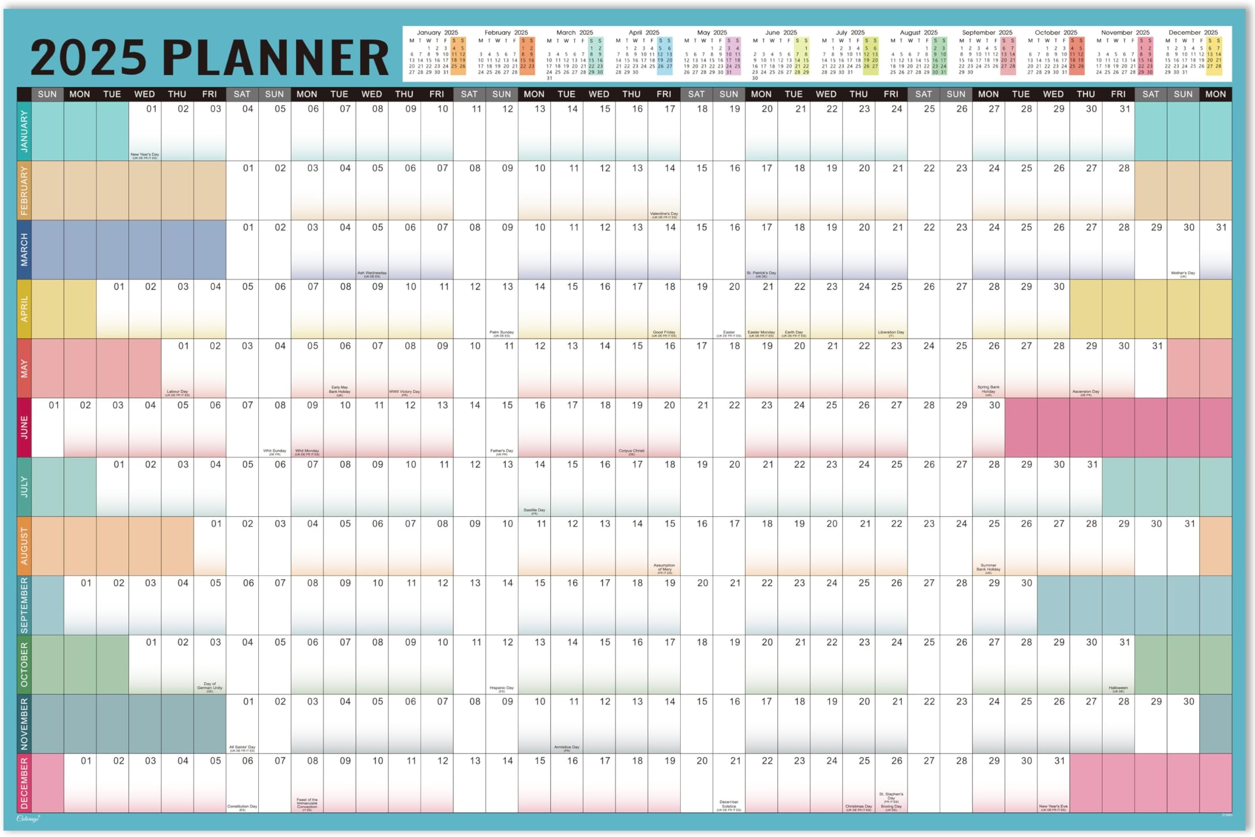 Wall Planner 2025 - Wall Planner from January 2025 to December 2025 ...