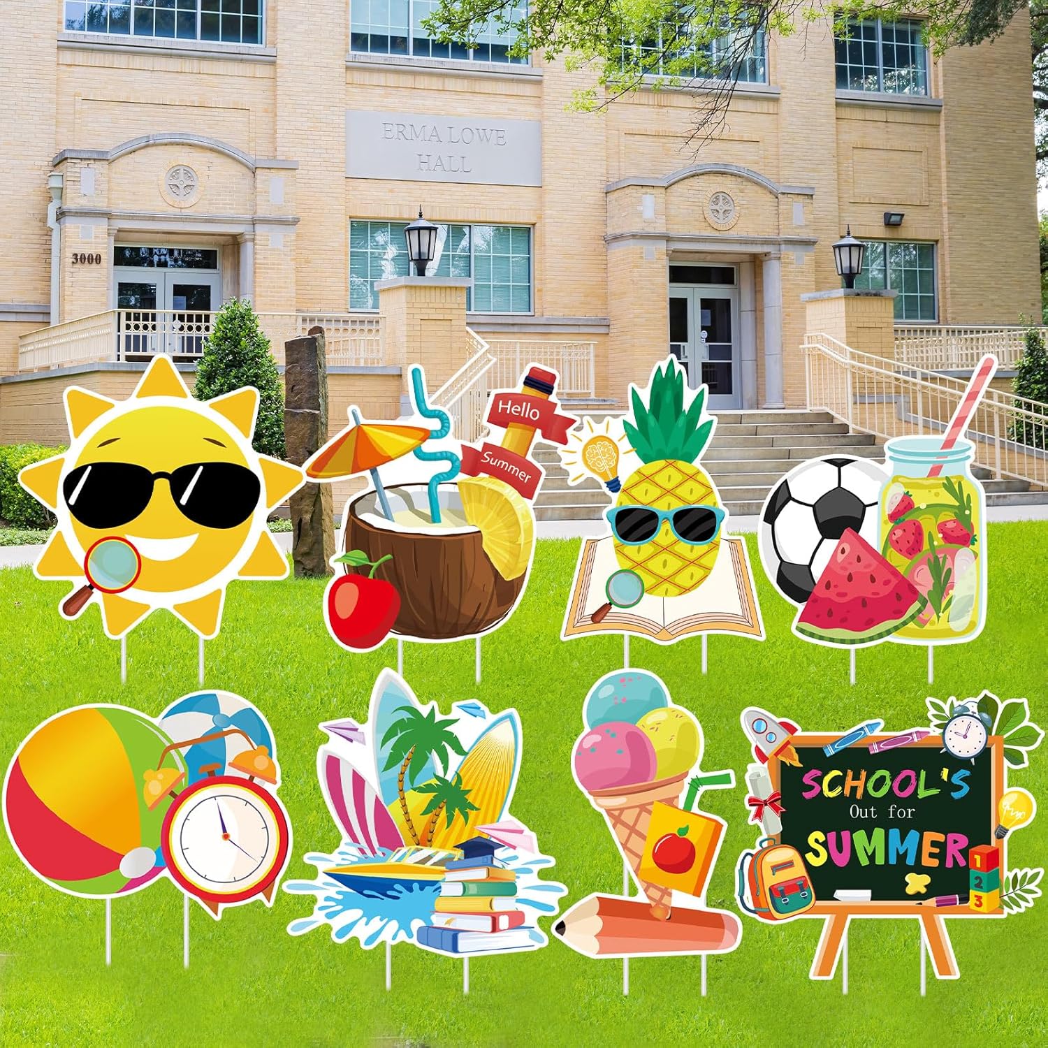 Amazon.com : Yalikop 8 Pcs Summer Yard Signs Waterproof Summer Beach Yard Sign Pineapple Yard ...