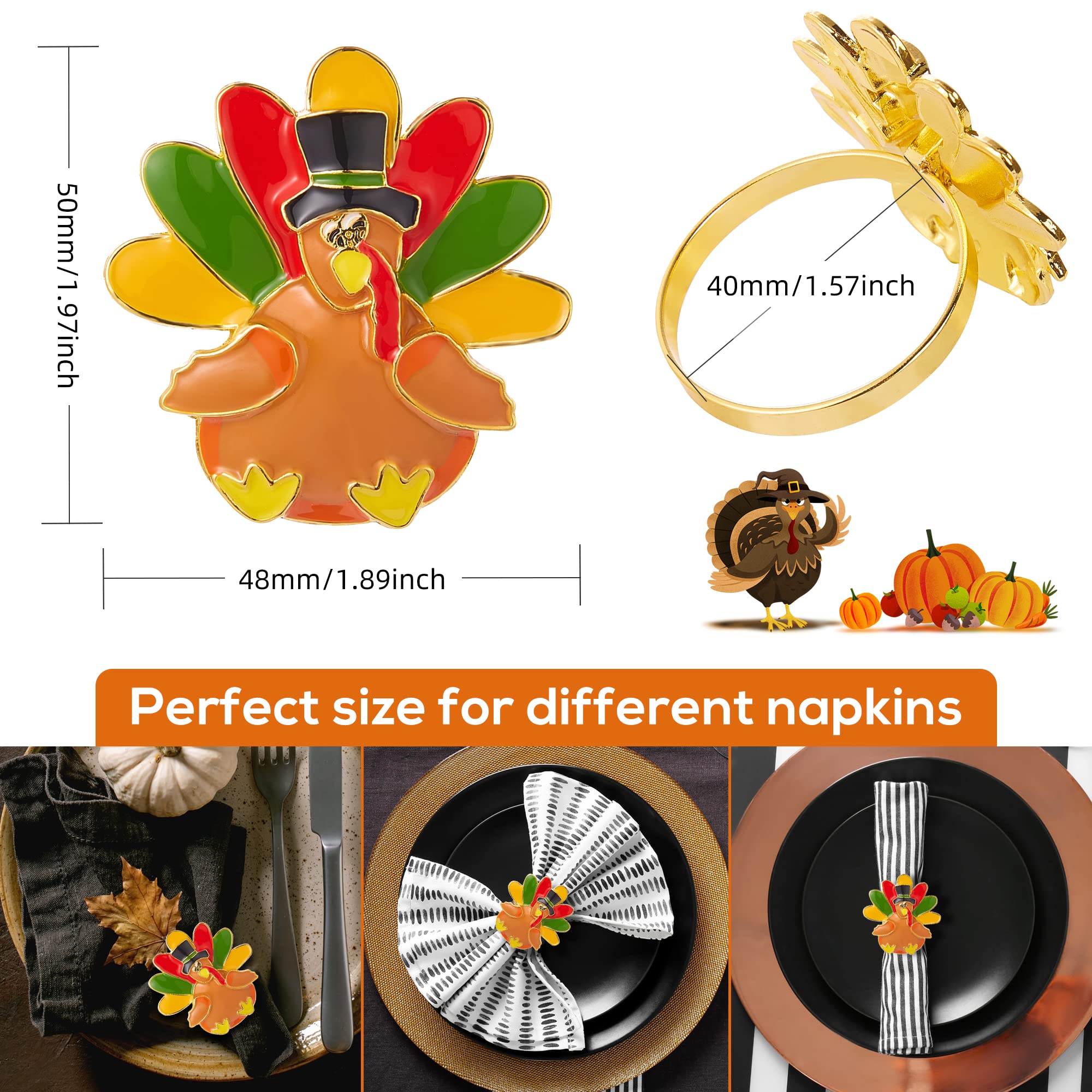 Snapklik.com : 12 PCS Thanksgiving Day Turkey Napkin Ring Funny Metal ...