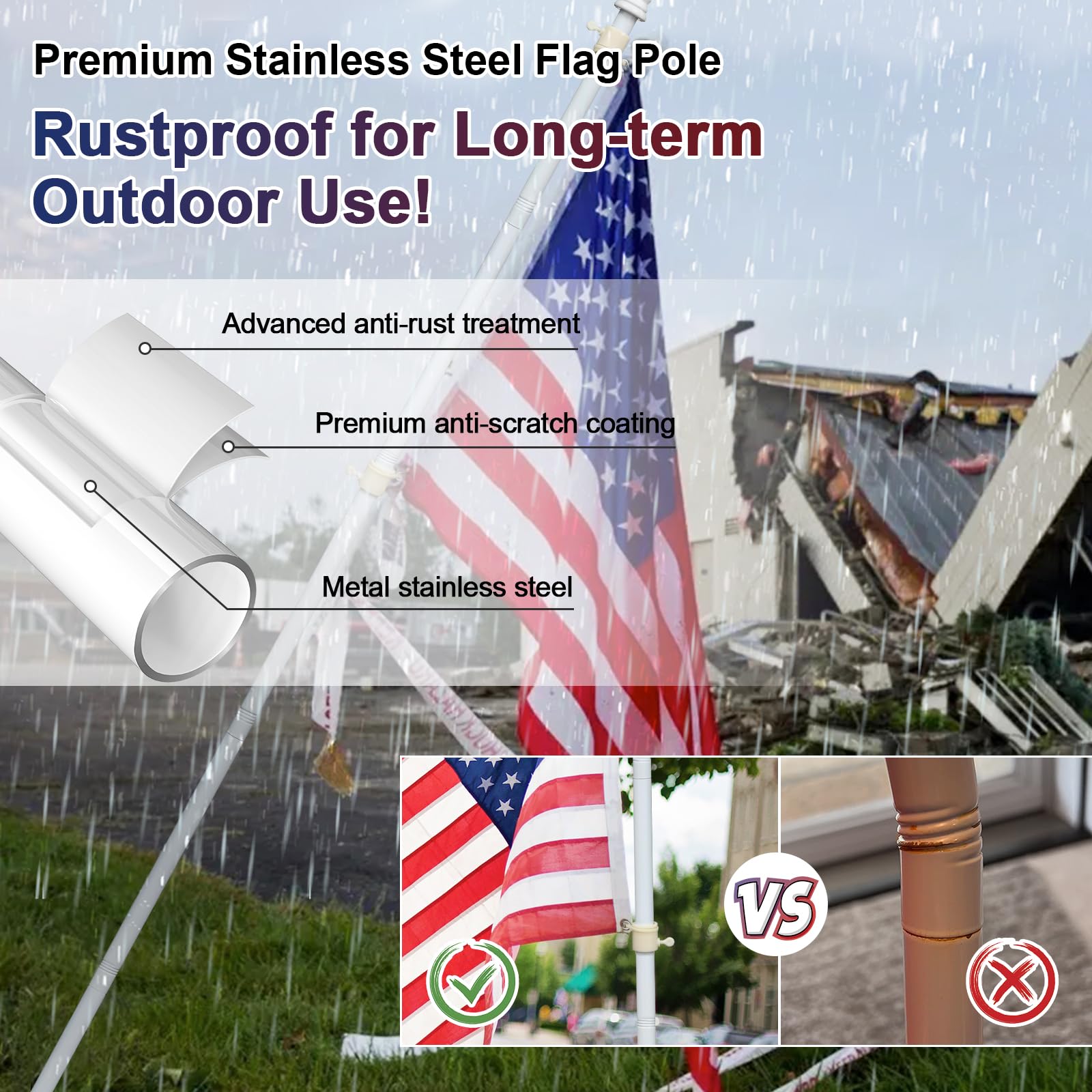 Snapklik.com : Flag Pole For Outside House - 5ft Heavy Duty Metal Flag ...