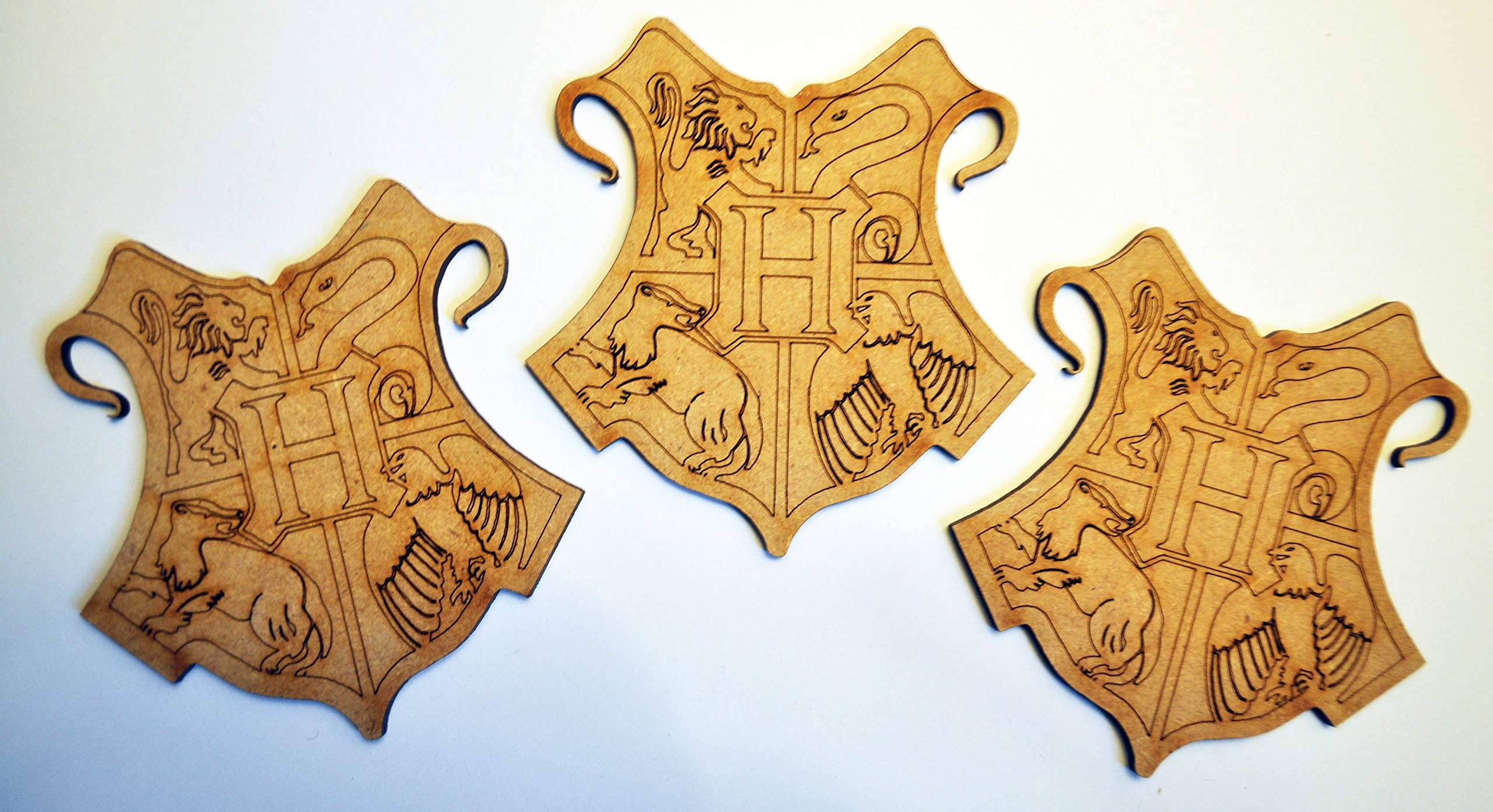 Buy 3 x Harry Potter inspired wooden Hogwarts Crests Laser Cut Online ...