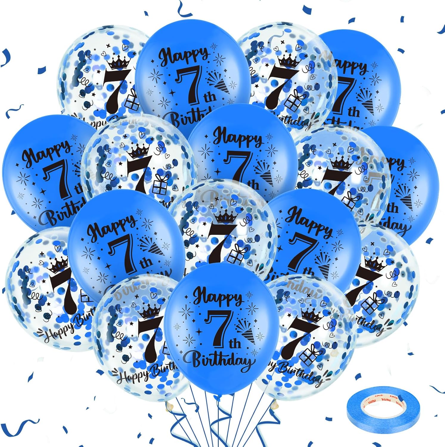 Amazon.com: 18PCS Happy 7th Birthday Balloons for Girls Boys Blue 7th ...