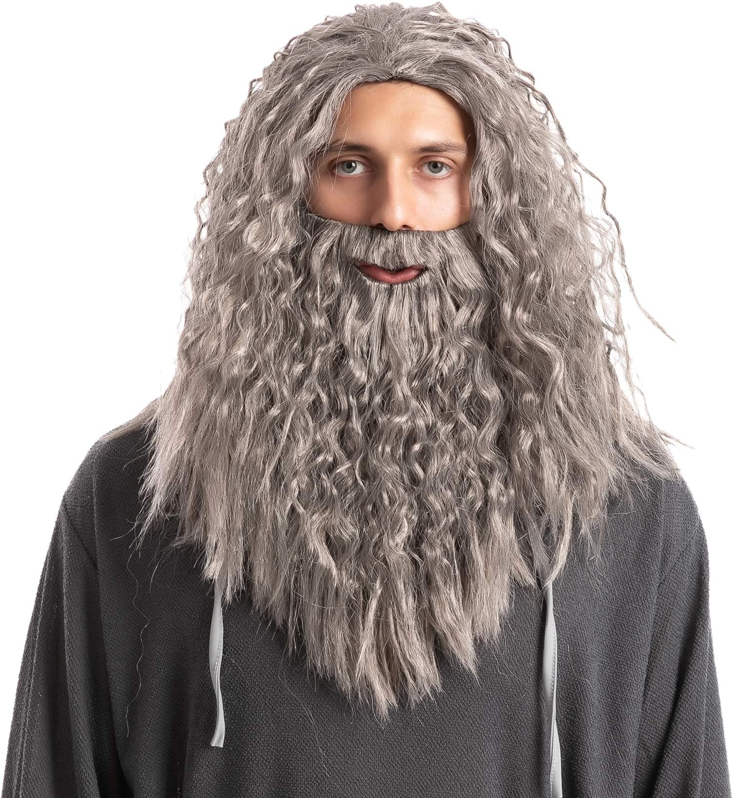 Amazon.com: Halloween Cosplay Wizard, Sorcerer, Warlock Wig & Beard Set ...