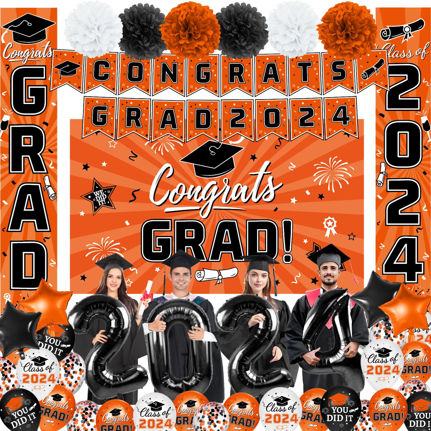 Snapklik.com : Graduation Party Decorations Orange Class Of 2024 ...