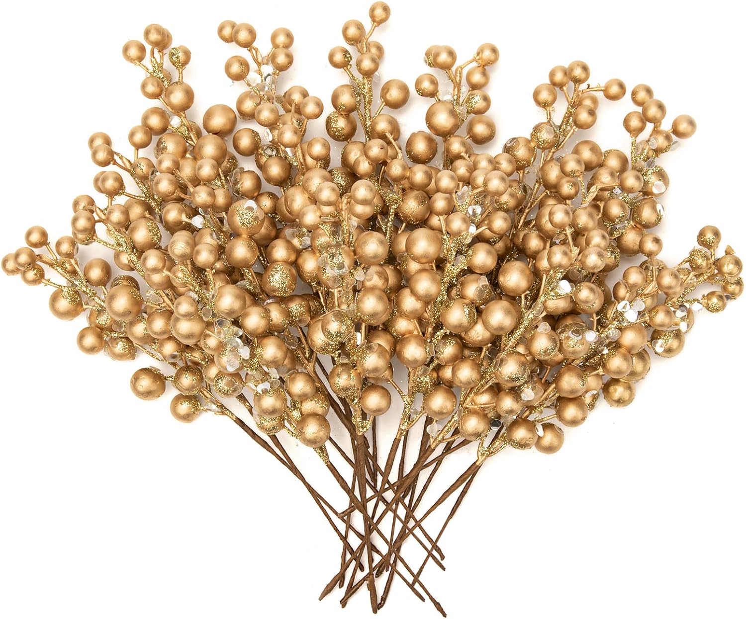 Arborus 20 PCS Artificial Christmas Gold Berry Picks, 8.7"/22cm Faux ...