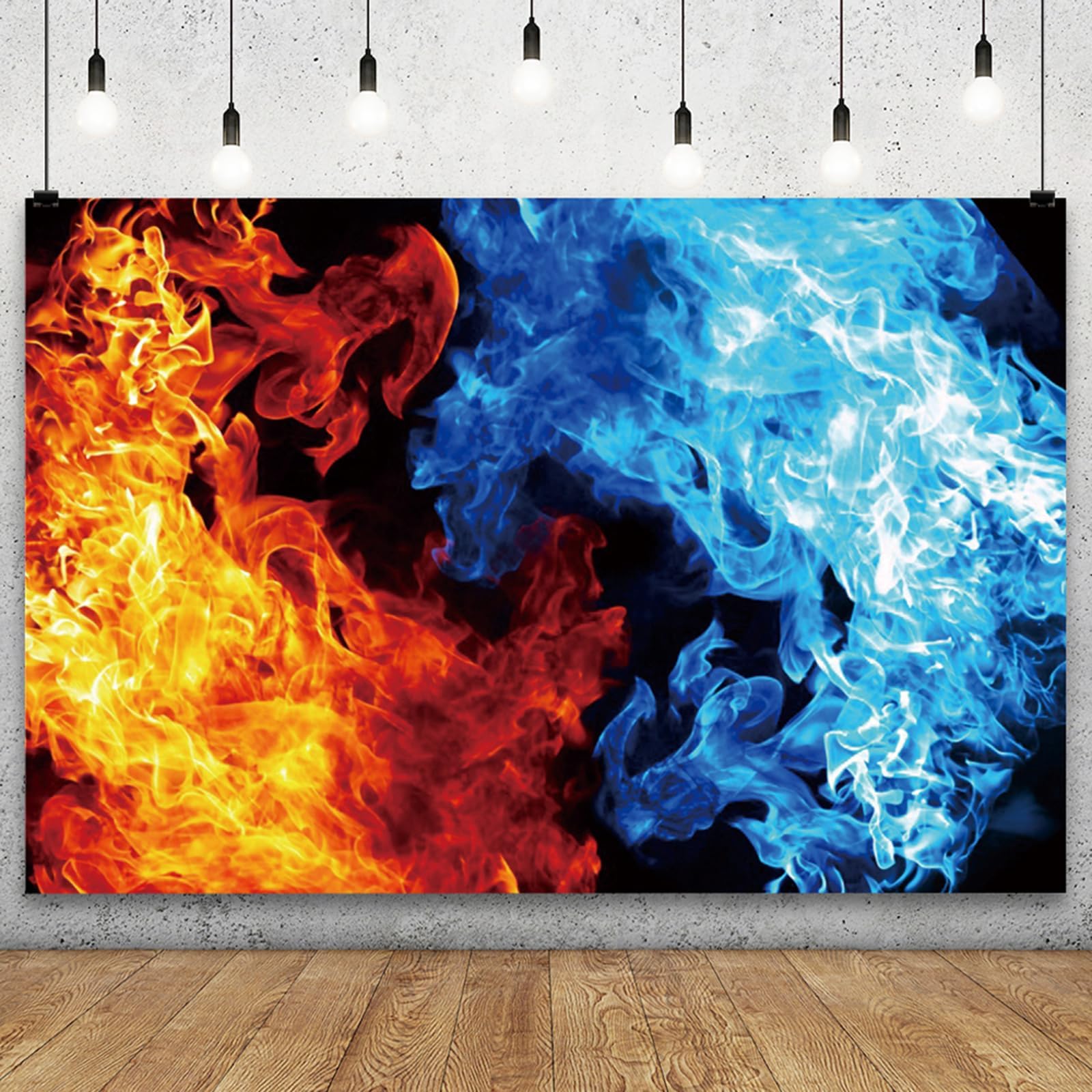 Amazon.com : YongFoto Ice and Fire Backdrop 7x5ft Blue Water Red Flame ...