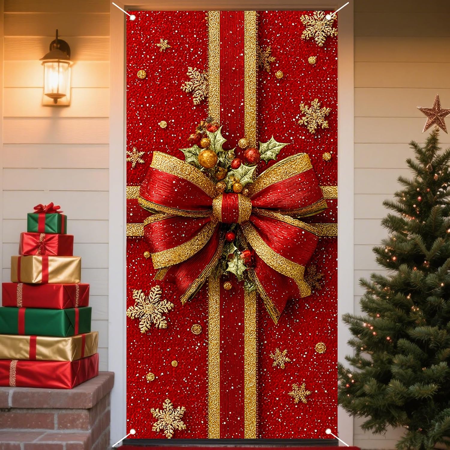 Amazon.com: Nuxovilar Christmas Door Decorations Cover, Polyester 35 ...