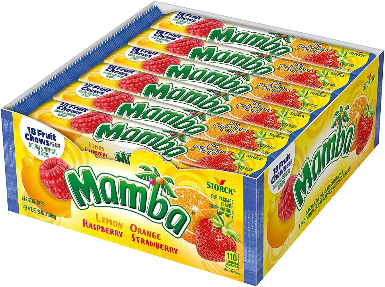 Amazon.com : Mamba Tropics Fruit Chews Candy, 18 Pieces (Pack of 24 ...