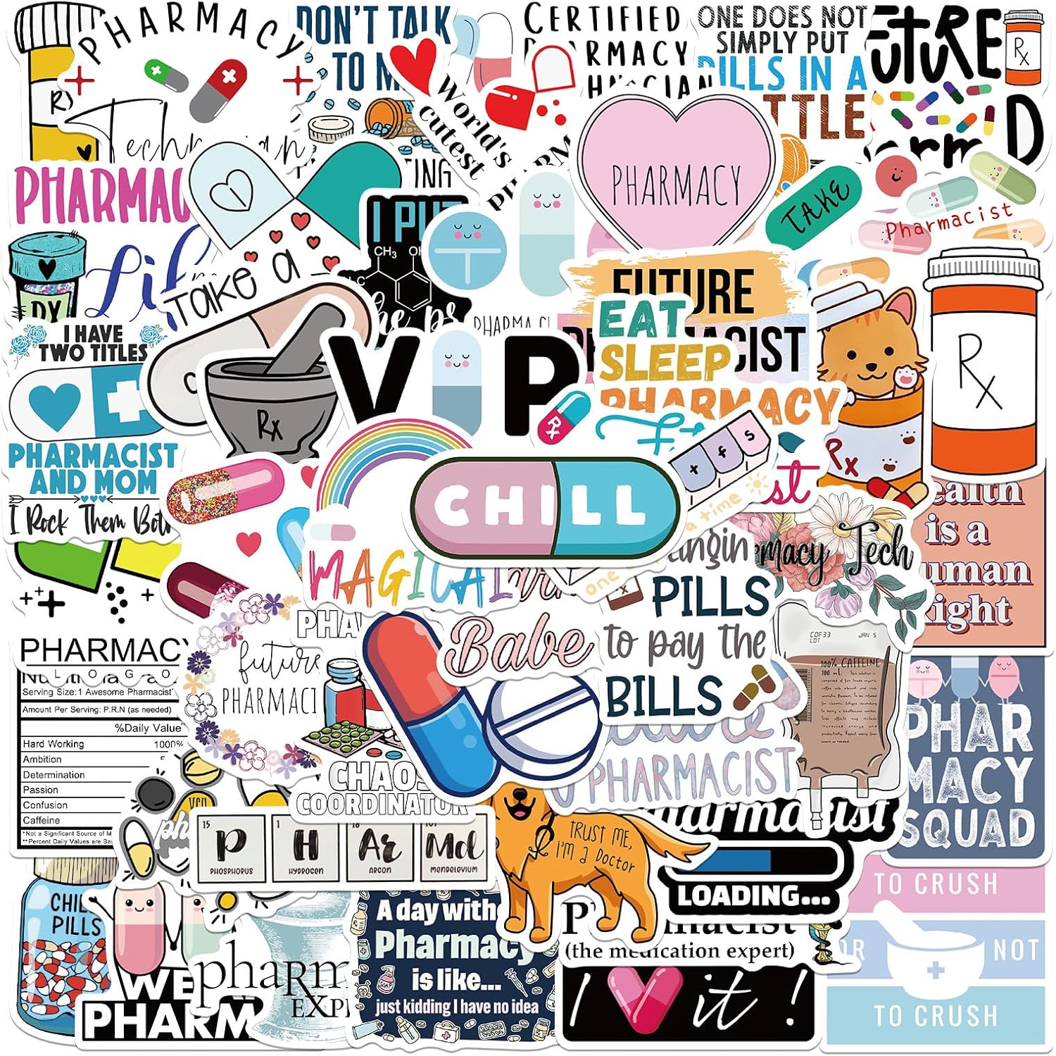 Amazon.com: 50 Pcs Pharmacy Stickers,Funny Vinyl Waterproof Stickers ...
