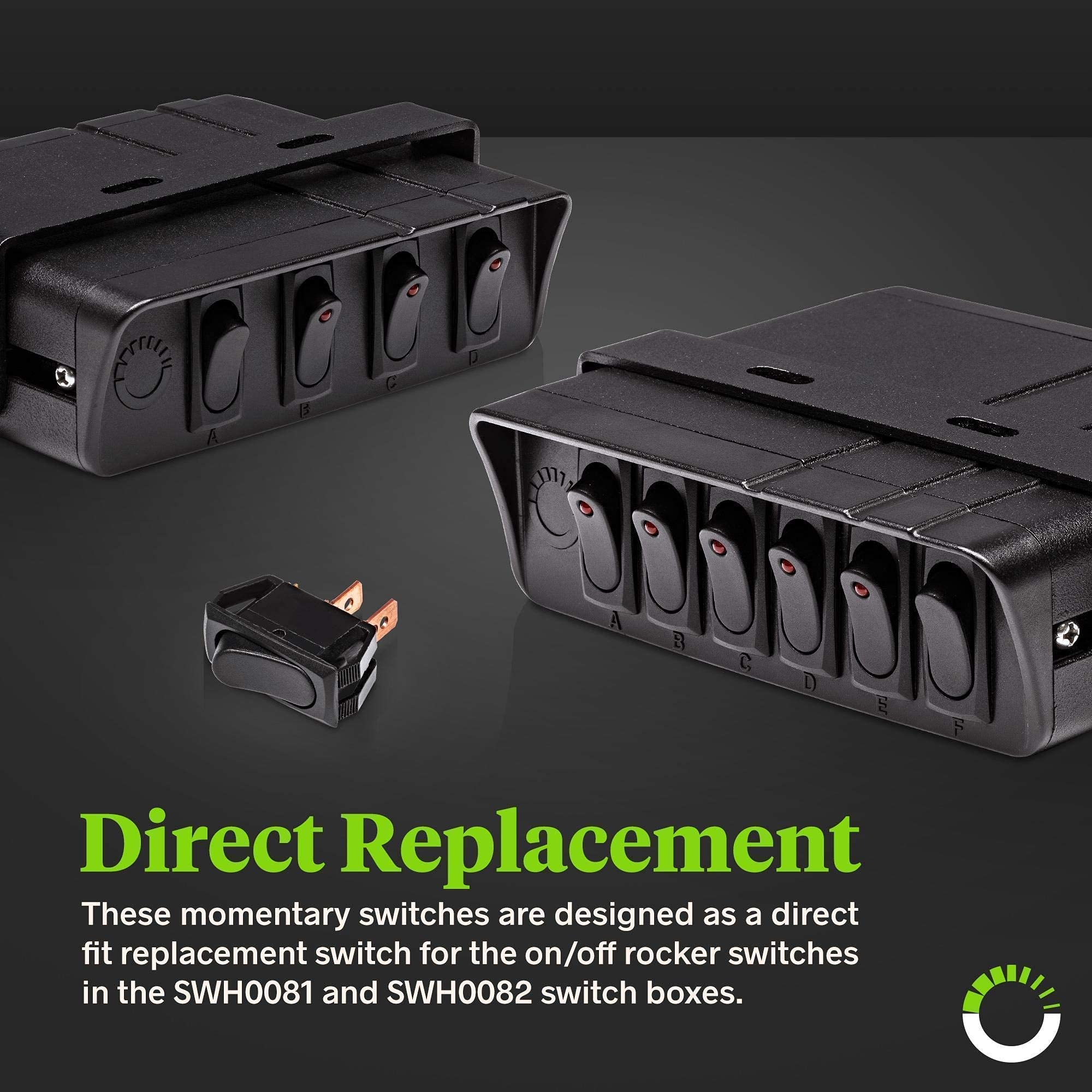 6-Gang 12V Rocker Switch Box w/Momentary Switches [40 Amp Max.] [12 AWG ...