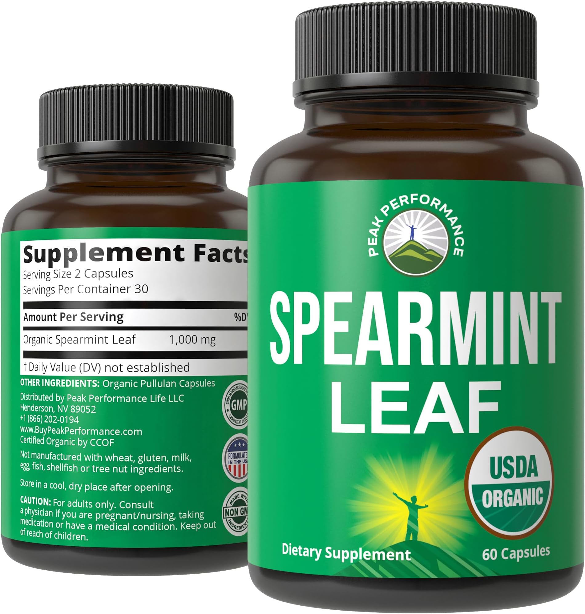 Amazon.com: Peak Performance USDA Organic Spearmint Capsules. Organic ...