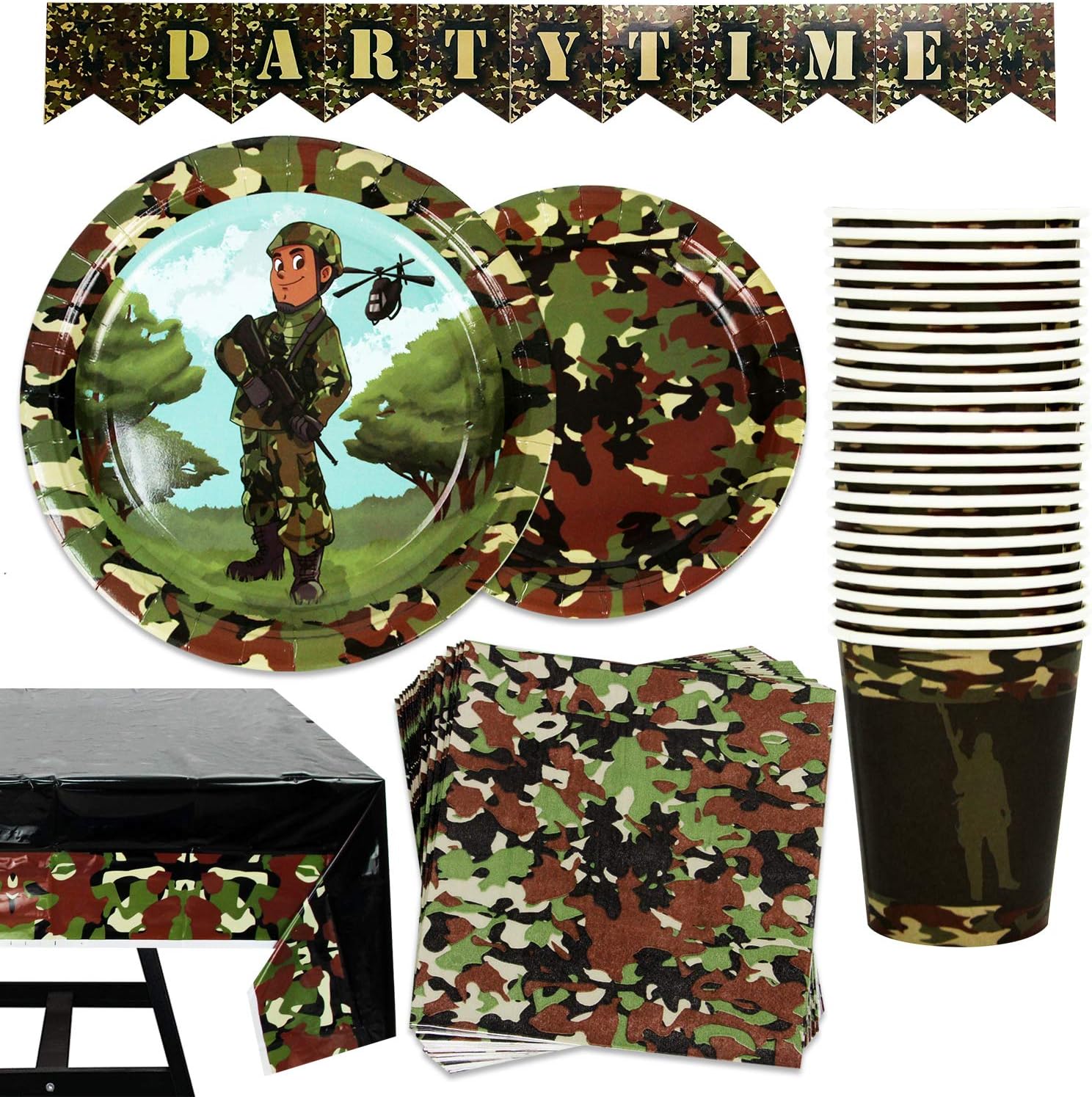 Amazon.com: 102-Piece Army Birthday Party Decorations Set with Camo ...