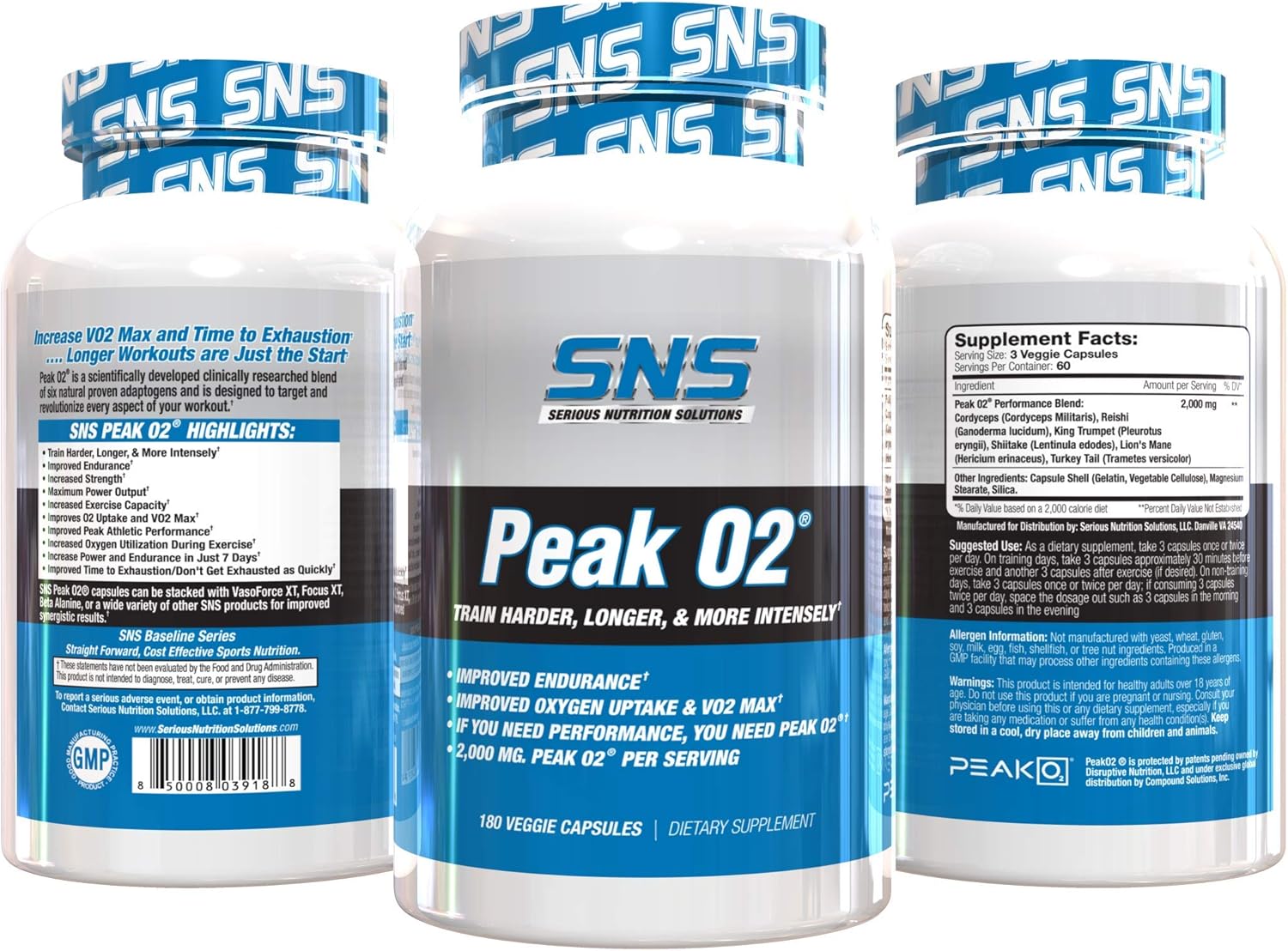 Buy SNS PEAK02 180 Veggie Capsules – Improved O2 Uptake & VO2 Max ...
