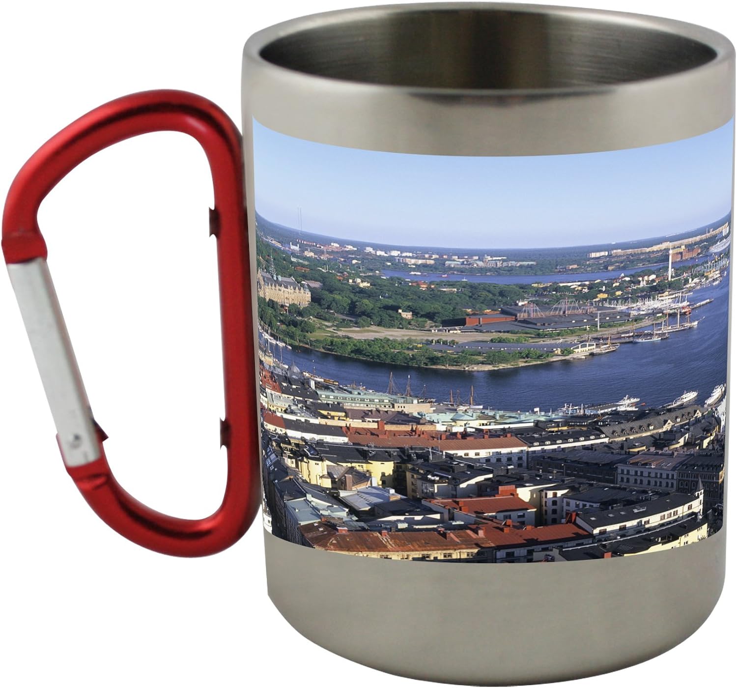 Amazon.com: Stainless steel mug with carabiner handle with Sweden ...