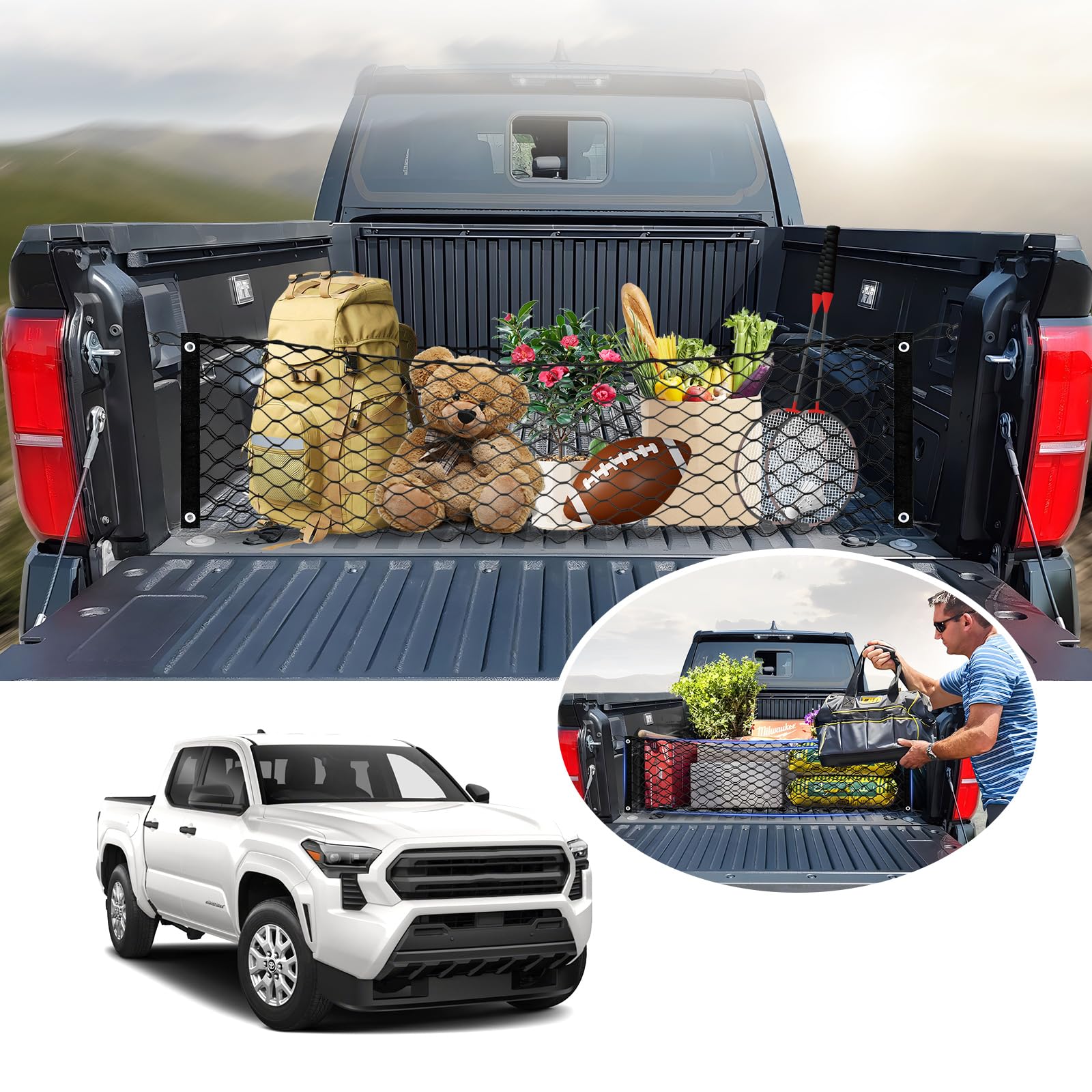 Snapklik.com : Karltys Truck Bed Cargo Net For 2024 2025 Toyota Tacoma ...