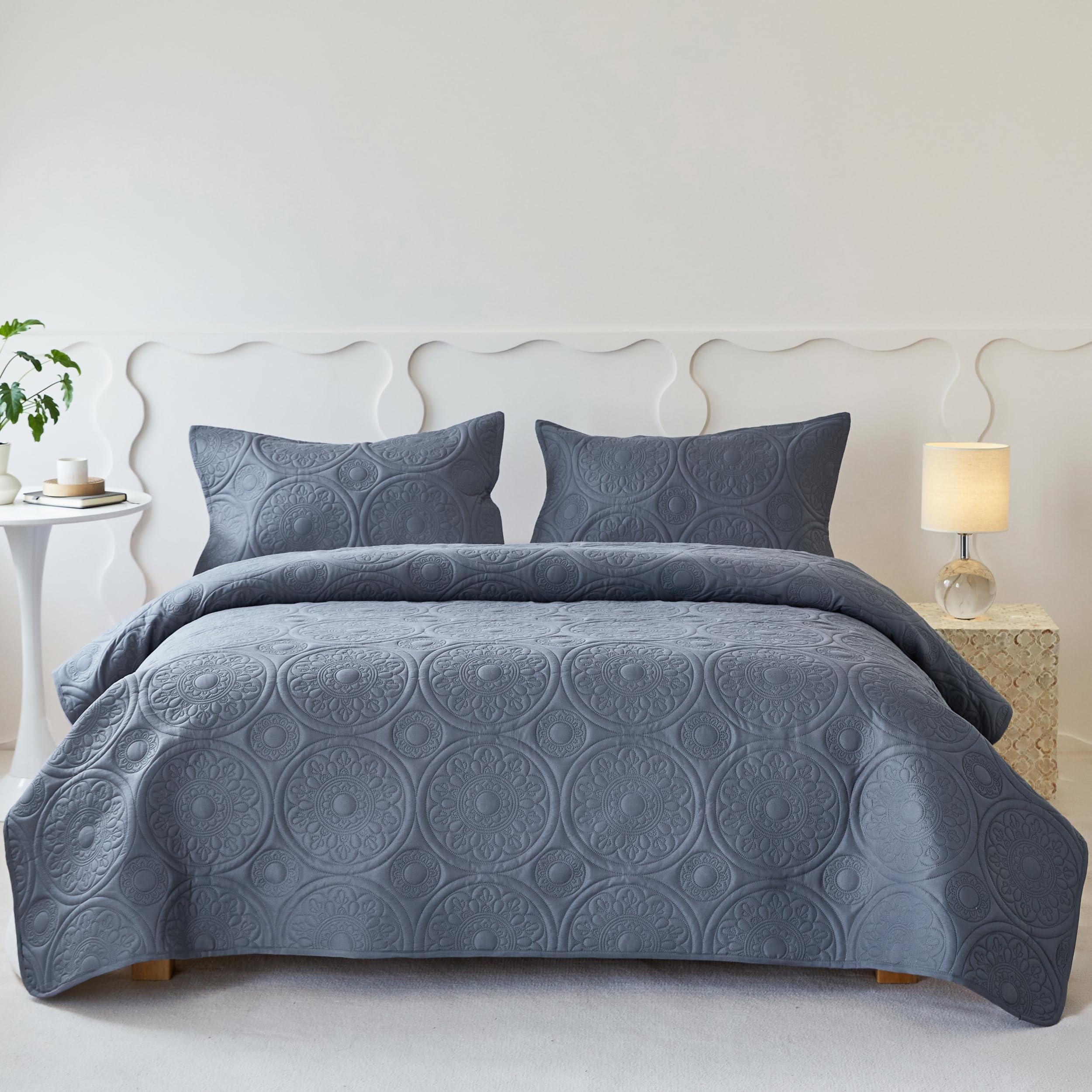 Simple&Opulence Quilted Bedspreads King Size-3 Pcs Soft Reversible ...