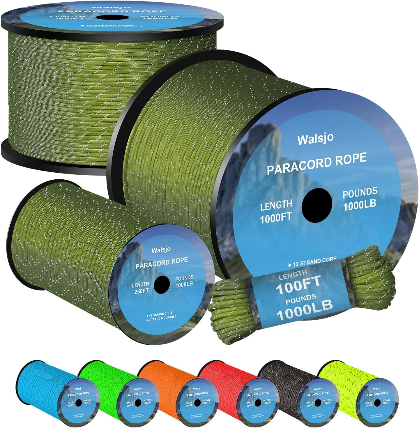 Amazon.com : Reflective Paracord Rope 1000Ib - 100ft 250ft 500ft 1000ft ...