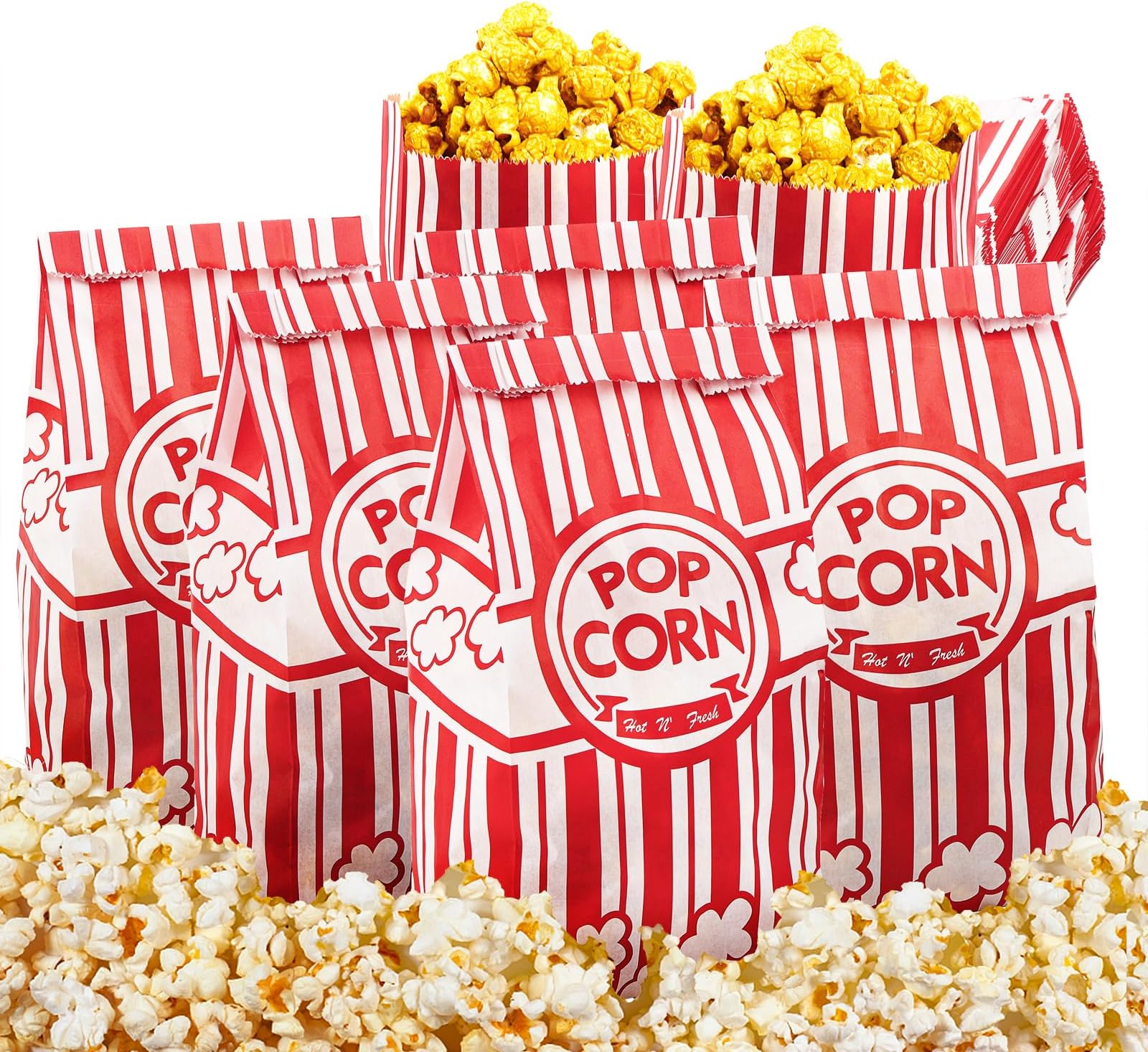 Tebery 200 Pcs Popcorn Bags, Popcorn Paper Bag, Movie Nights Pop Corn ...