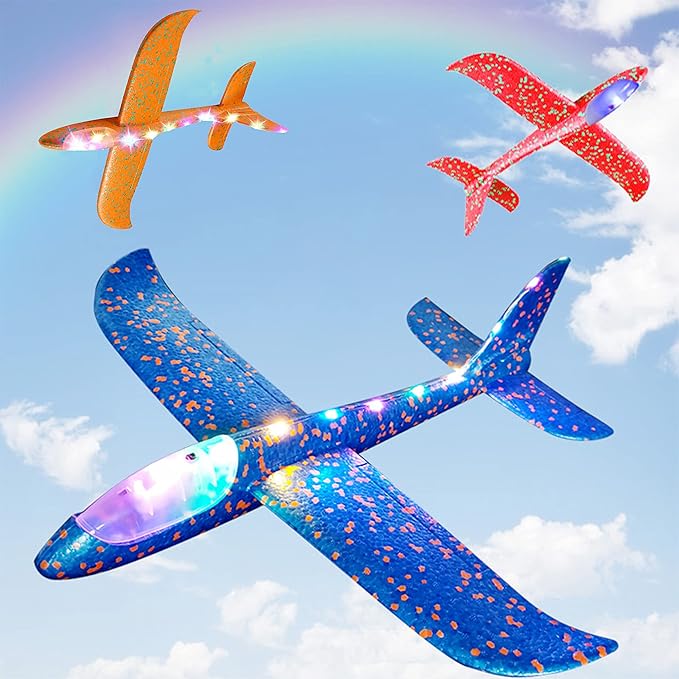 Amazon.com: BAIVYLE 3 Pack 18.9" Throwing Foam Airplane Toy for Ages 8 ...