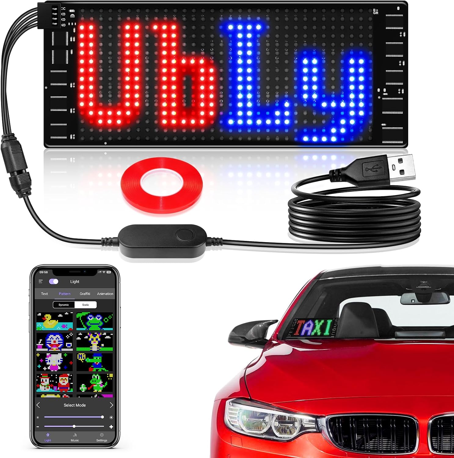 Car LED Sign, 7''x3'' Programmable Australia | Ubuy