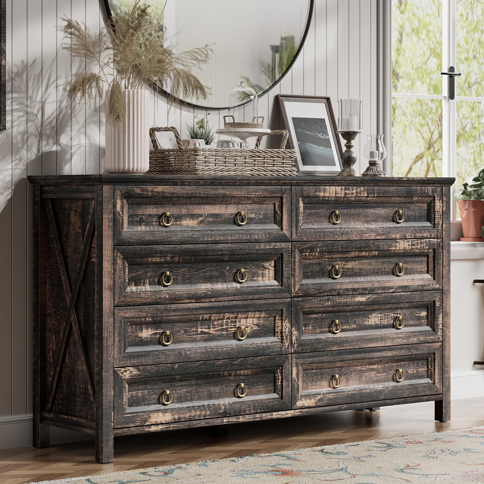 Snapklik.com : Lyromix Rustic 54" Farmhouse Dresser