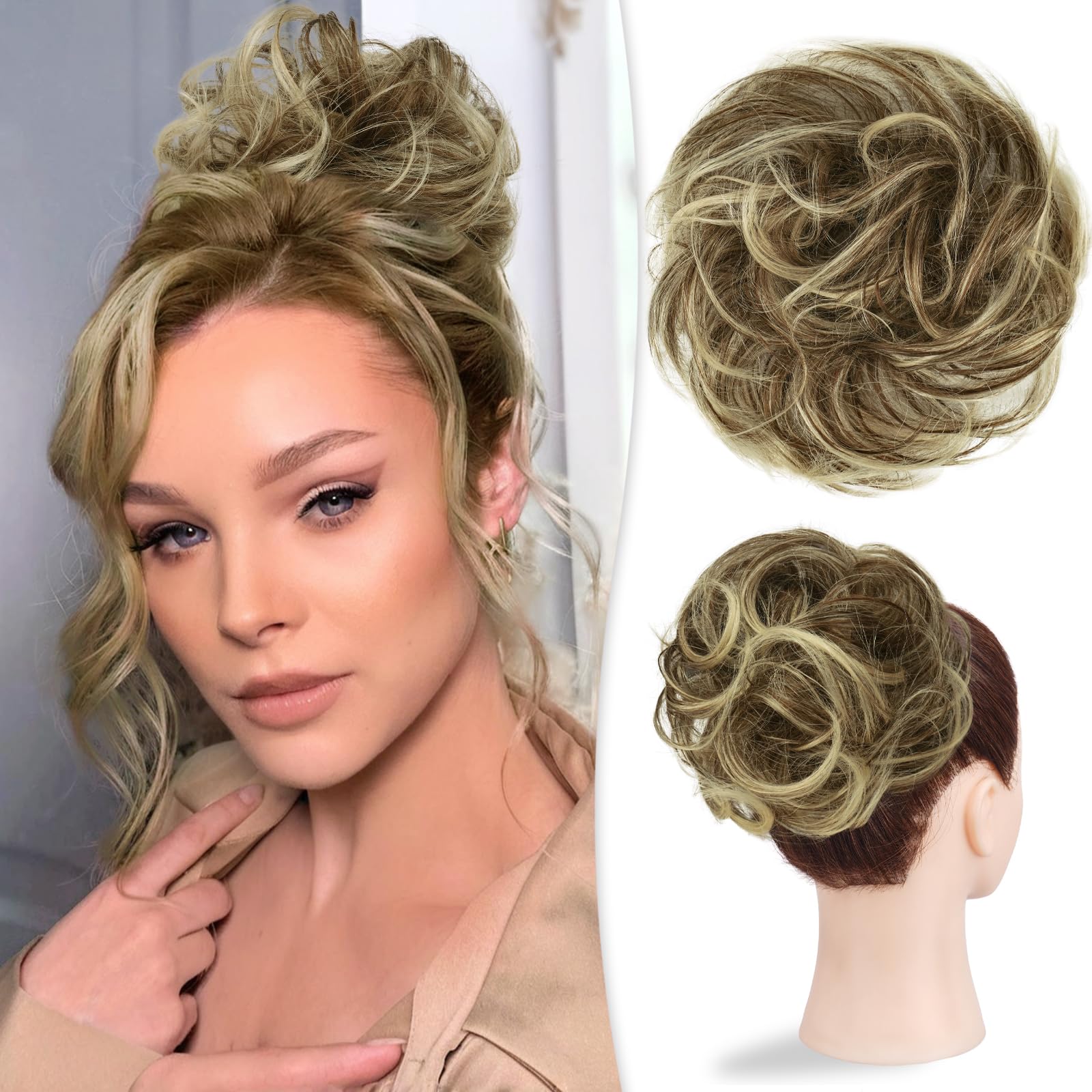 Amazon.com : RUWISS Large Messy Bun Hair Piece 100% Human Hair Layered ...