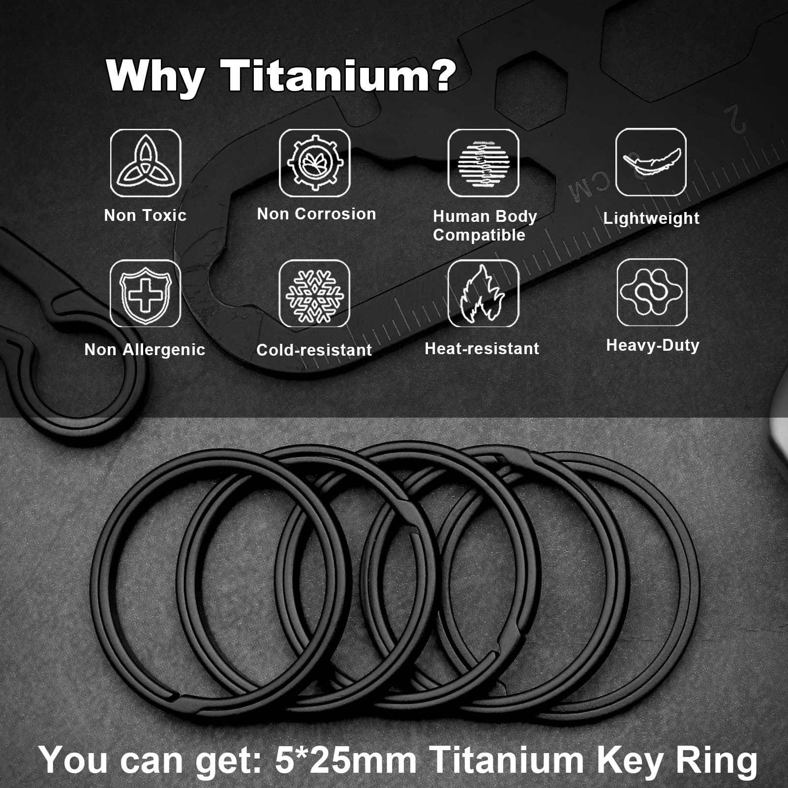 Snapklik.com : PJYTAC Black Titanium Side Pushing Key Ring For Key ...