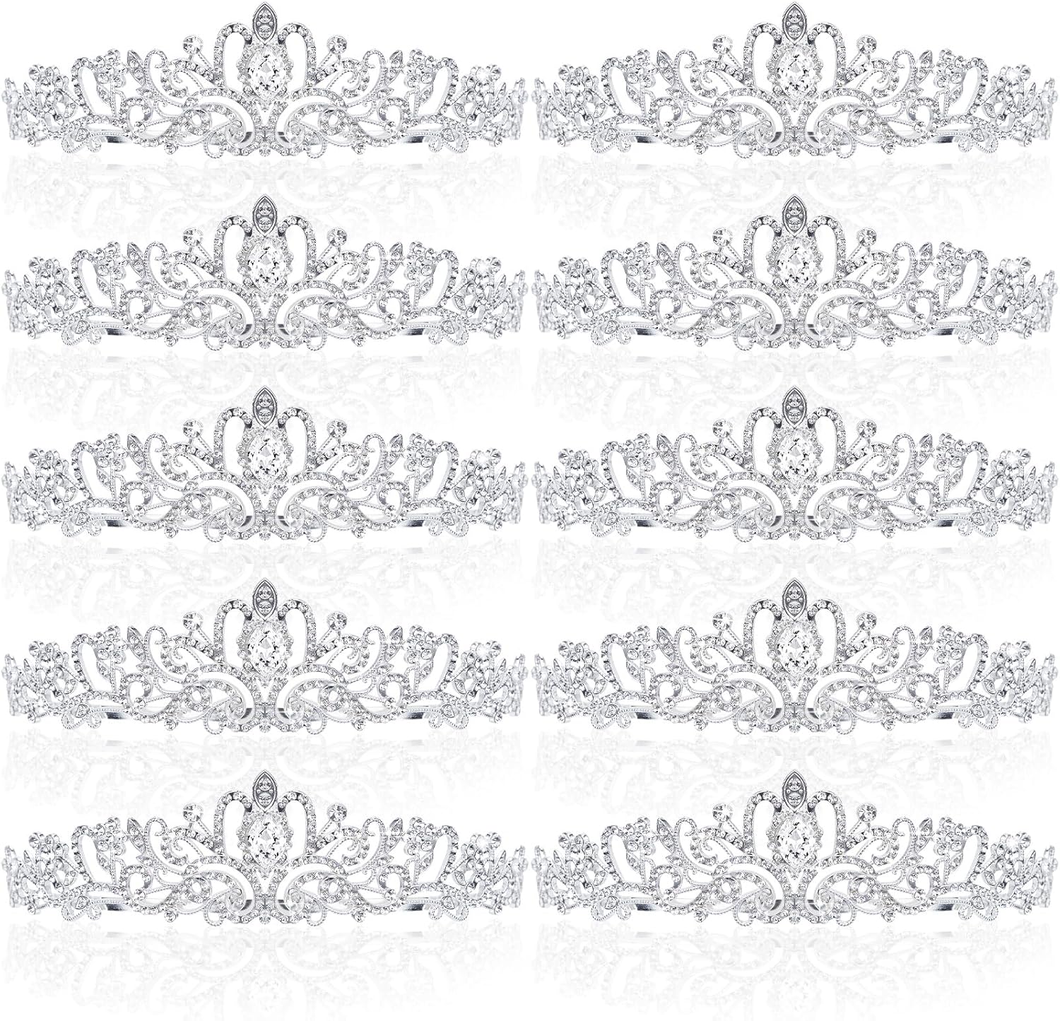 Amazon.com : BBTO 10 Pcs Crystal Tiara and Crowns for Women Girls ...