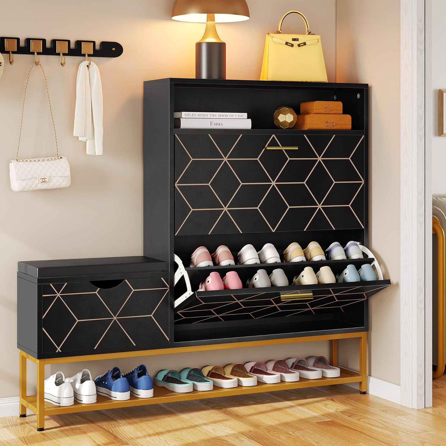 Amazon.com: YITAHOME Shoe Cabinet with 2 Flip Drawers for Entryway ...