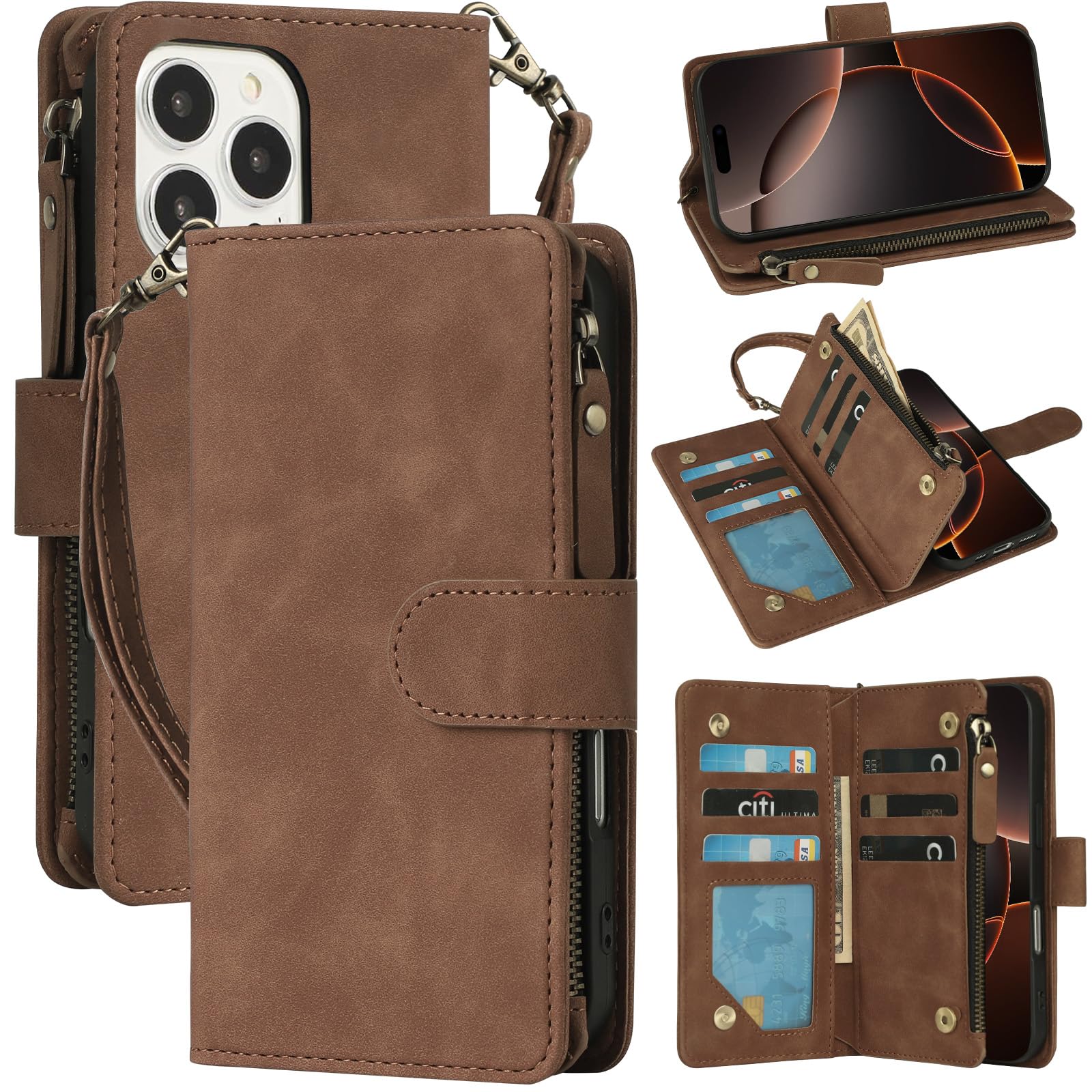 Amazon.com: RANYOK Compatible with iPhone 16 Pro Max Case Wallet - PU ...