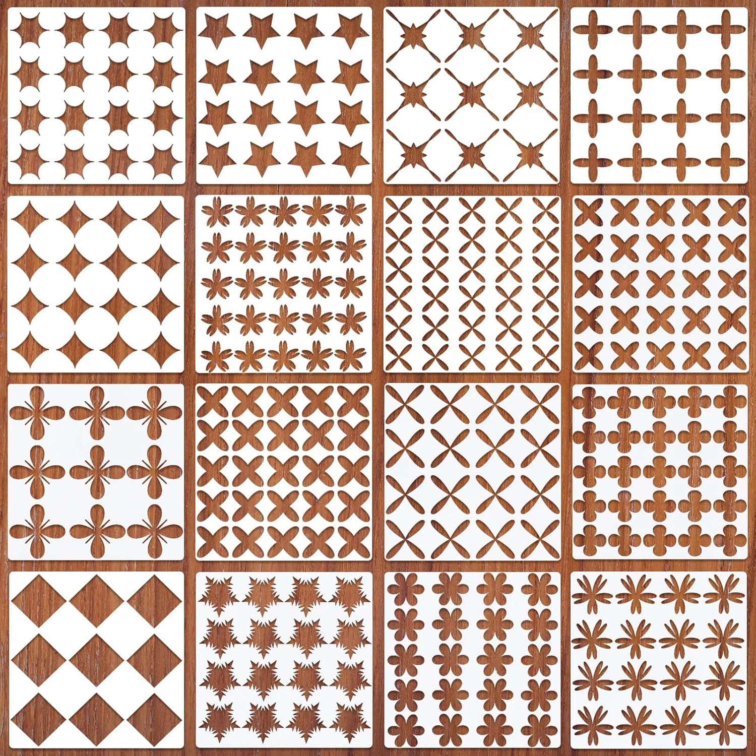 Amazon.com: NQEUEPN 16pcs Tile Stencil, Geometric Pattern Reusable Tile ...