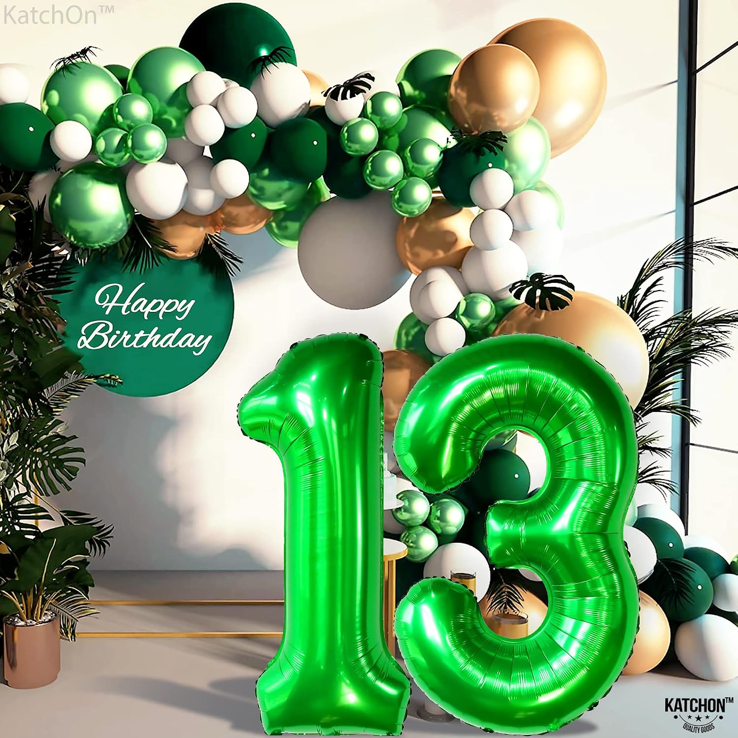 KatchOn, Globos de color verde oscuro del número 13, 40 pulgadas ...
