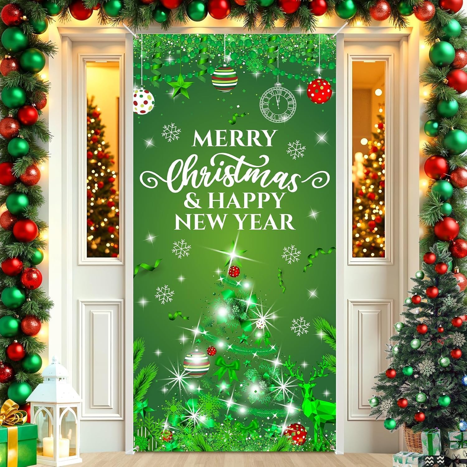 Amazon.com: YUNKELIU Christmas Door Cover Decorations, Merry Christmas ...