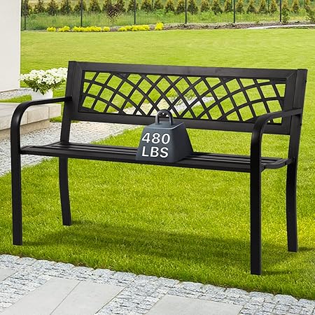 Amazon.com: Dkeli Patio Bench Outdoor Bench Park Bench Metal Sturdy ...