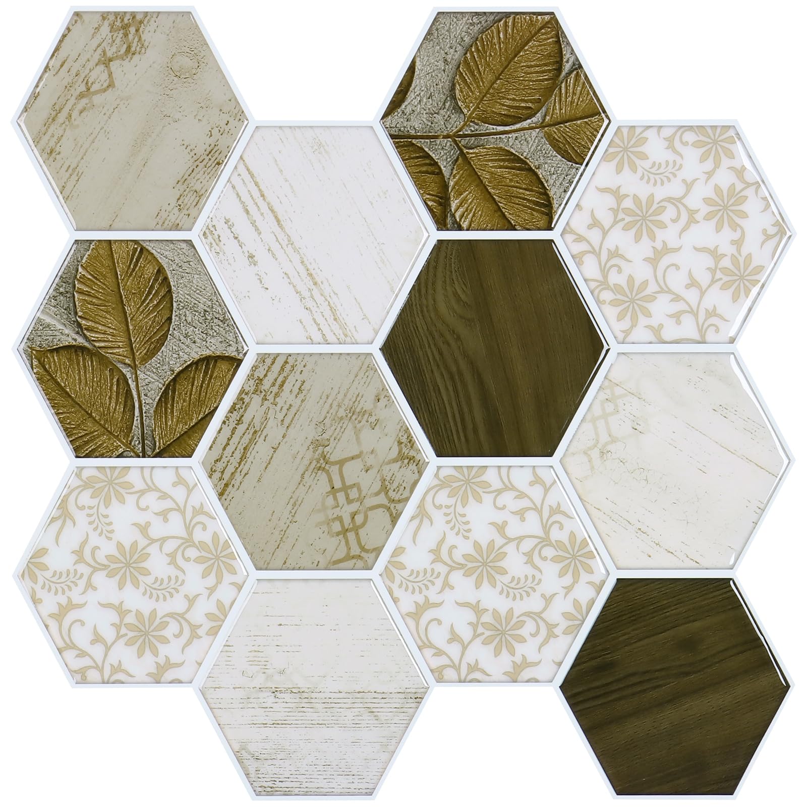 CHIHUT 12''x12'' Hexagon Peel and Stick Backsplash for Kitchen Bathroom ...