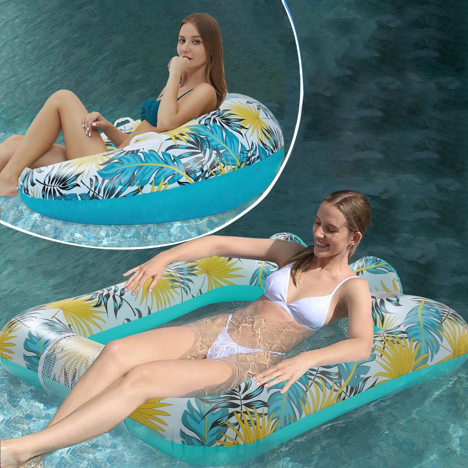 Large Swimming Ring for Adults Lake Pool Lounge Floats for Adults Kids Pool Toys Beach Raft ...