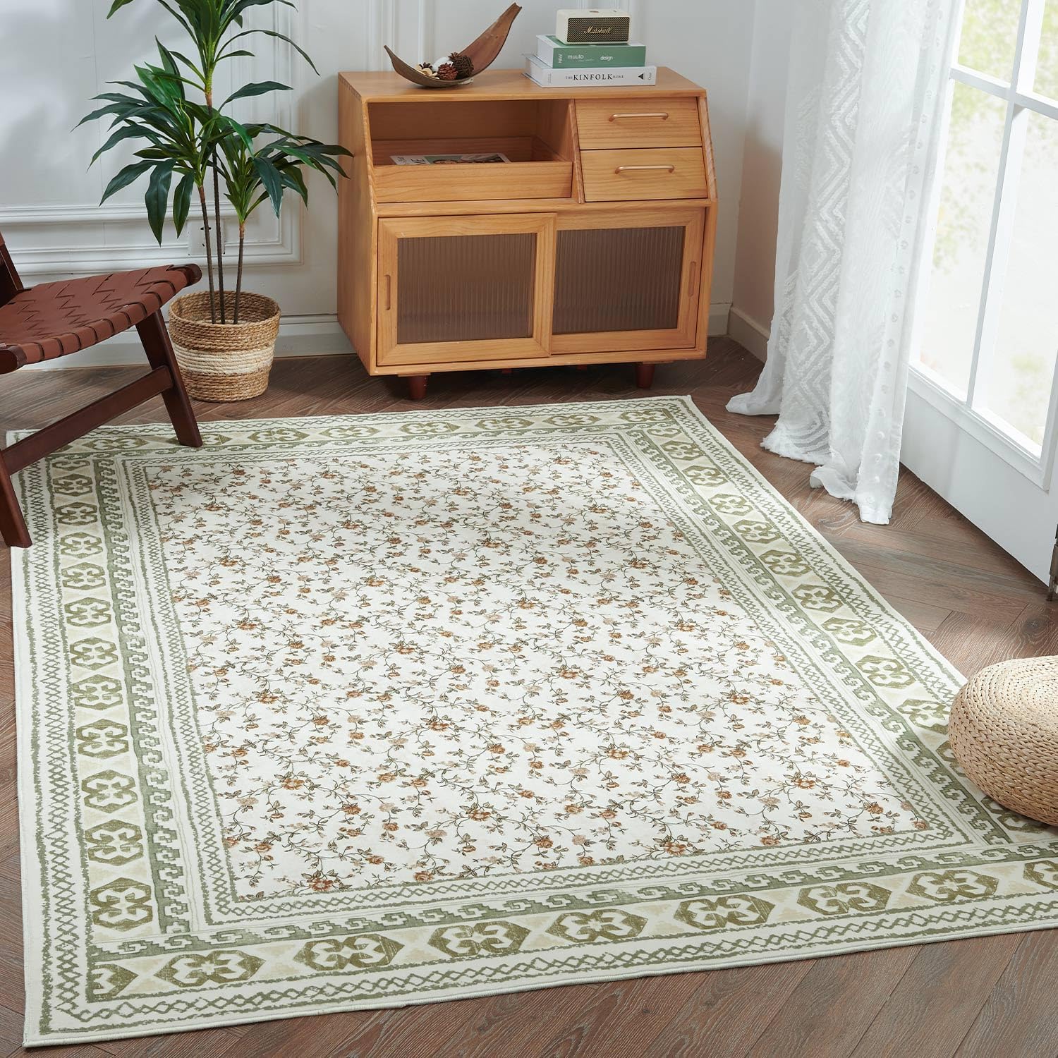 Amazon.com: jinchan Area Rug 5x7 Washable Rug Floral Rug Distressed ...