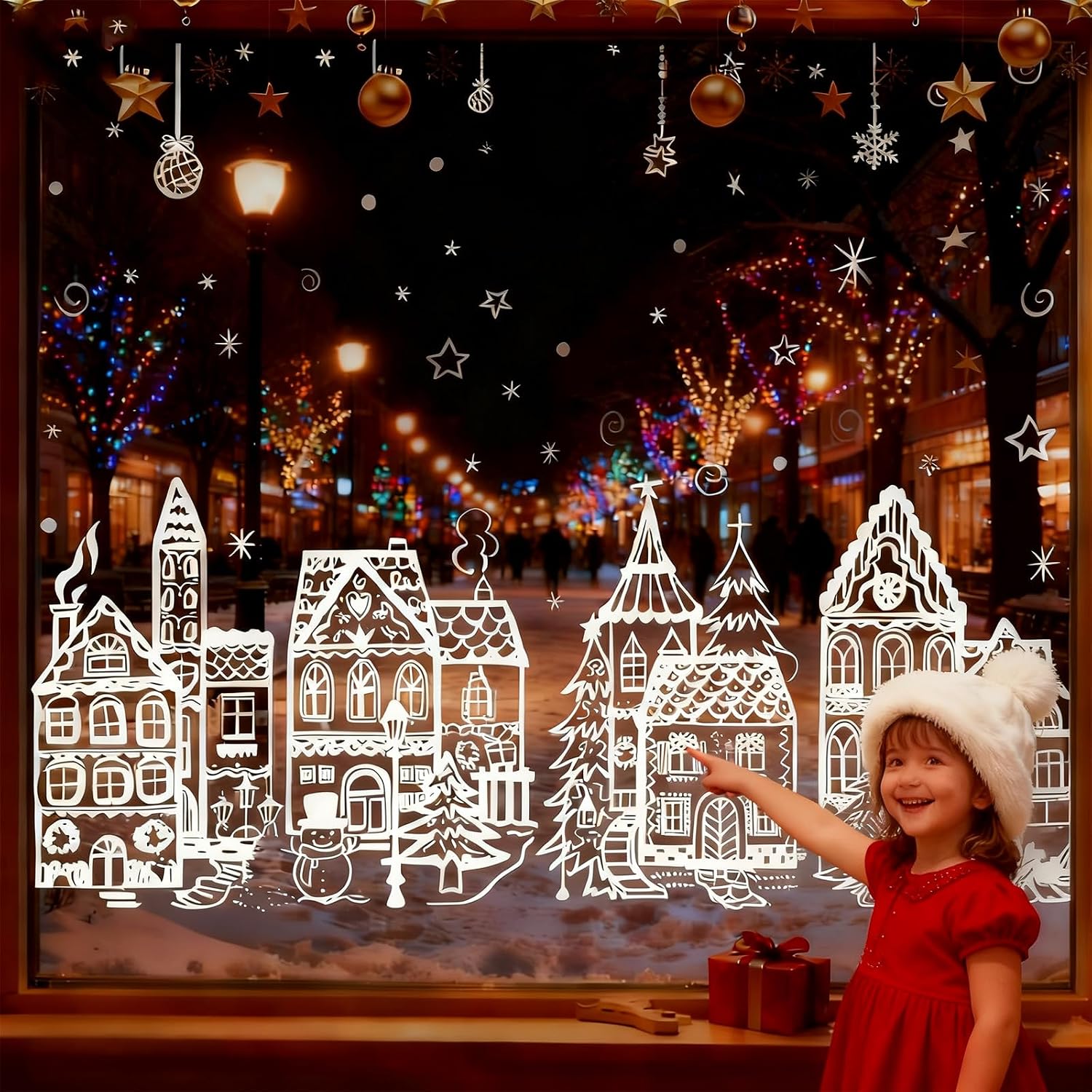 Amazon.com: Christmas Village Stickers, Large White Snowy House ...