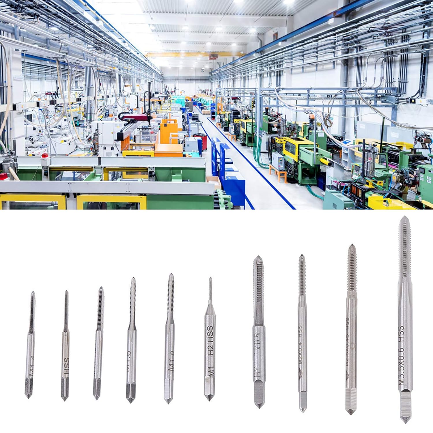 Acogedor 10pcs Machine Hand Threading Taps M1—M3.5，HSS Metric Machine ...