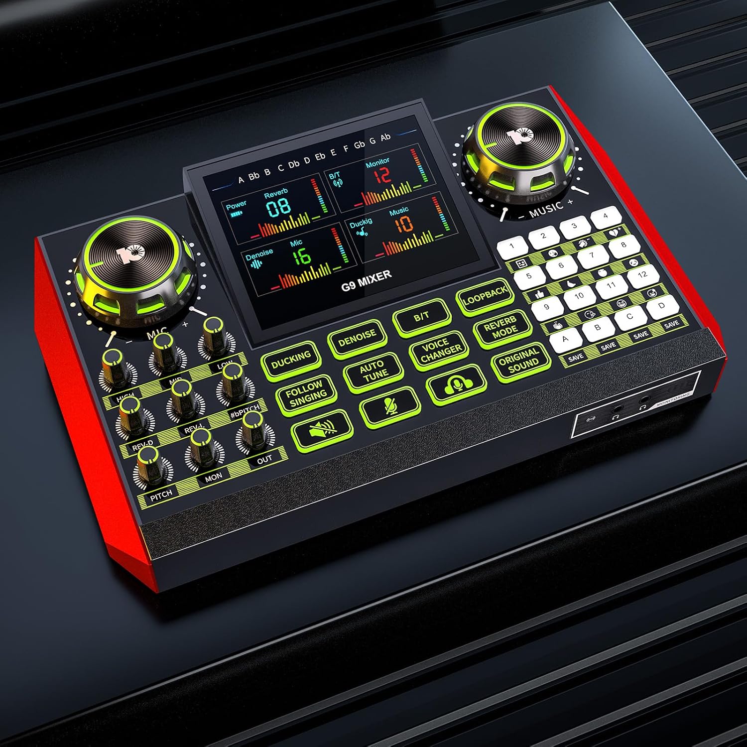 Amazon.com: G9 Audio Mixer，Podcast Equipment Live Sound Card for ...