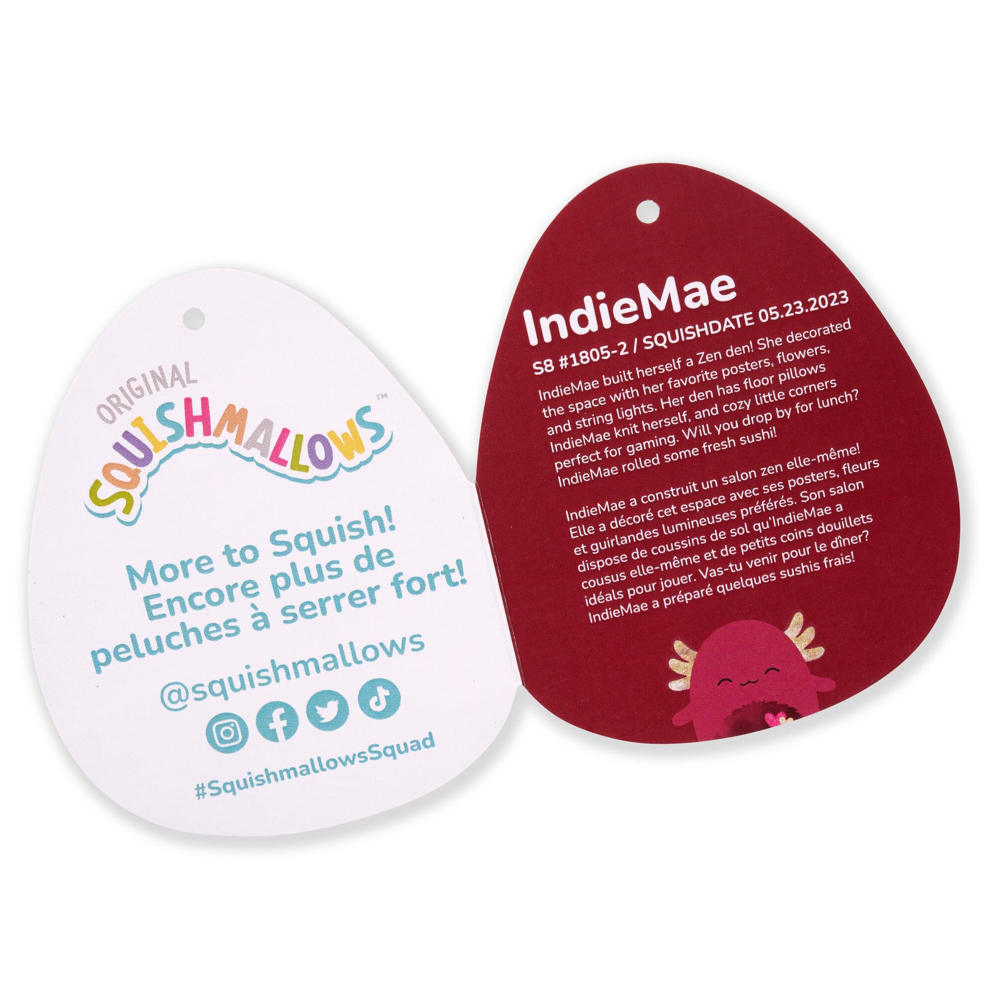 Snapklik.com : Squishmallows Original 8-Inch IndieMae Maroon Axolotl