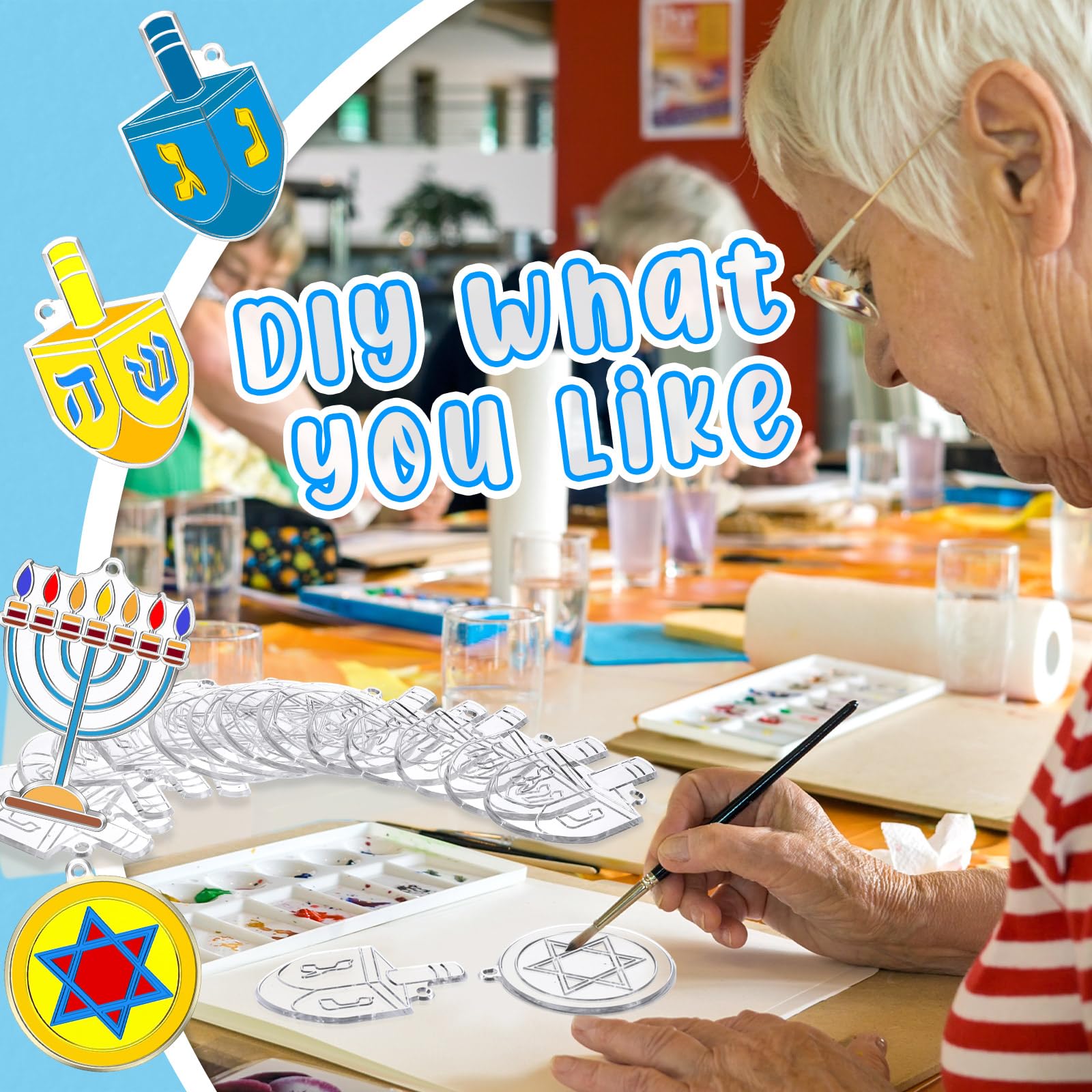 Snapklik.com : Tioncy 24 Sets Hanukkah Suncatchers Ornaments ...