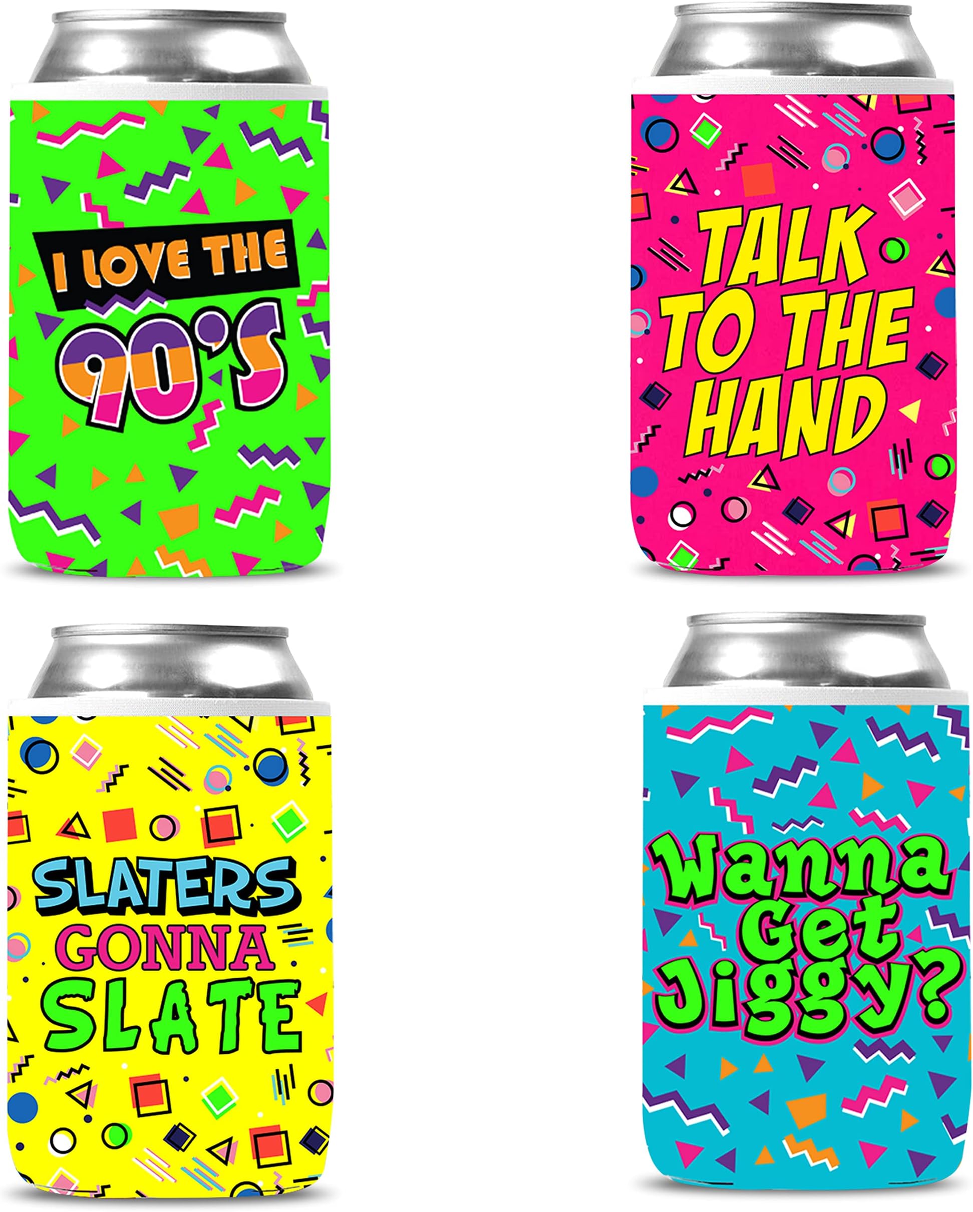Amazon.com: 12 Pieces Retro 80s 90s Vintage Beer Can Coolers Sleeves ...