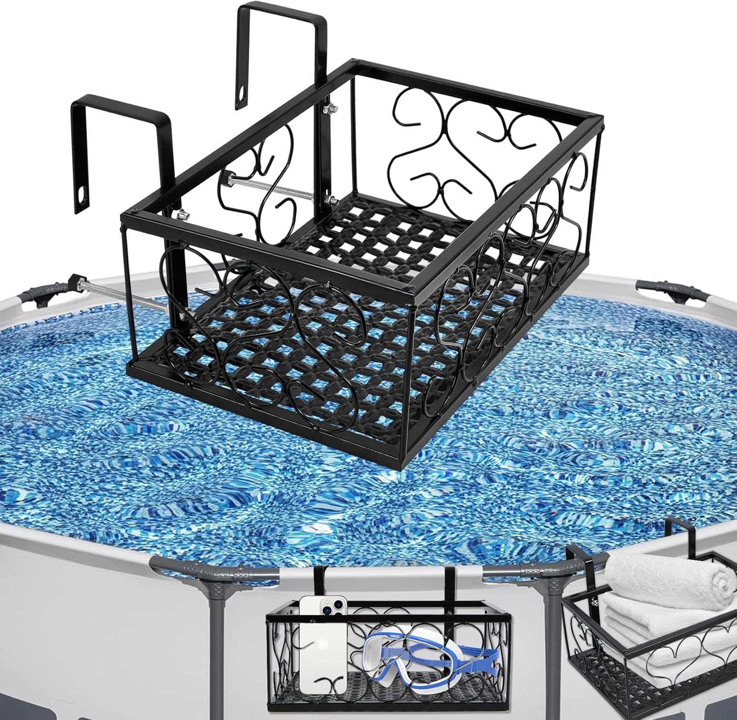 Amazon.com: Poolside Storage Basket for Above Ground Pools, Above ...