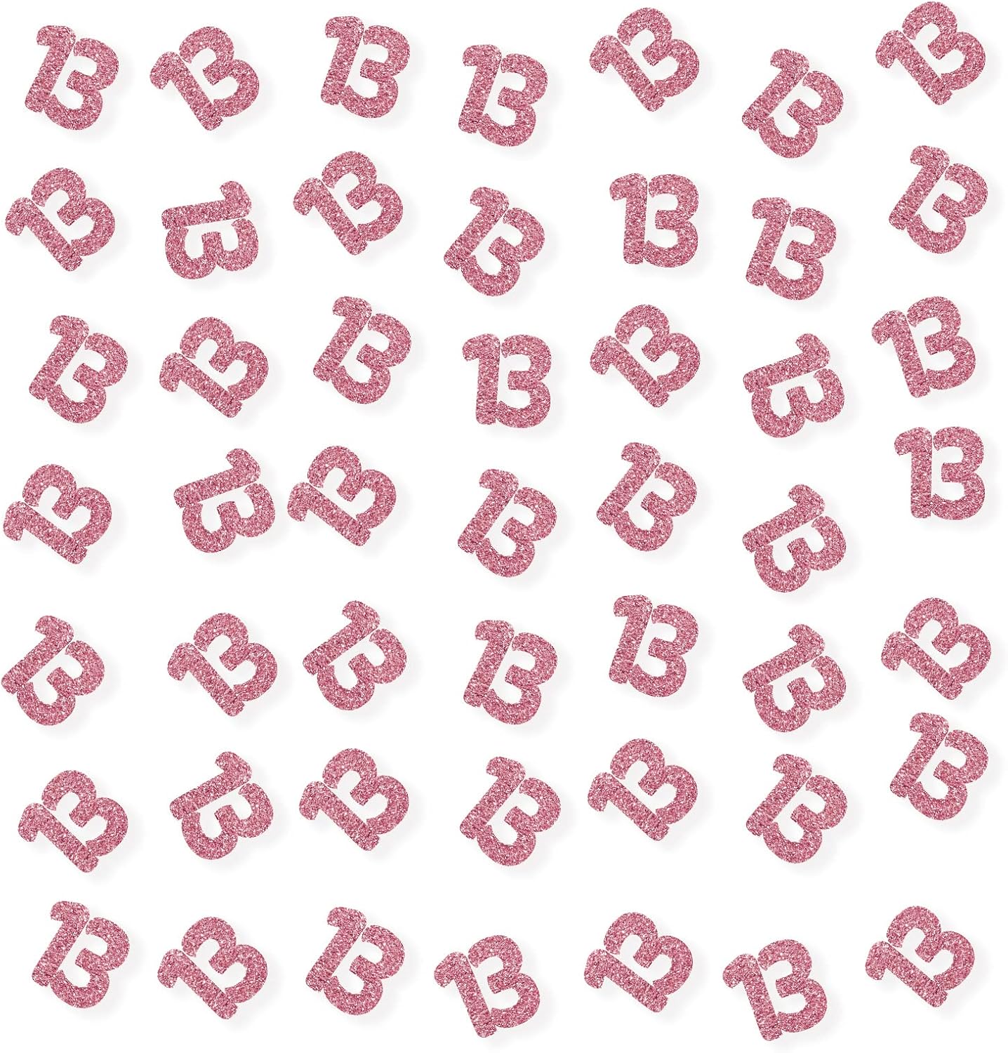 Amazon.com: Set of 100 Number 13 Confetti, Pink Glitter 13 Paper ...